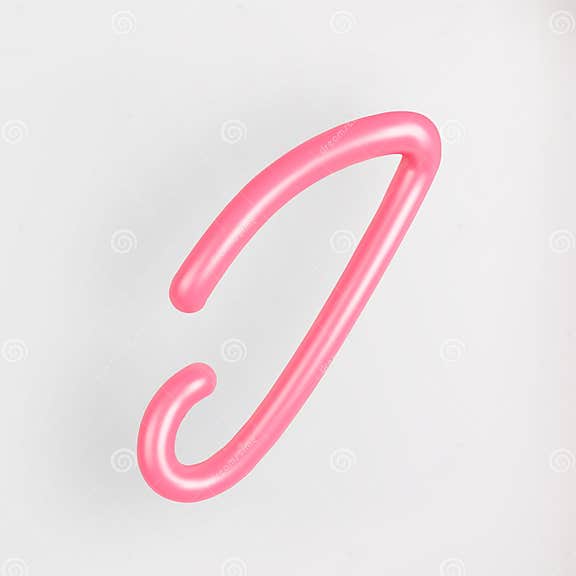 3D Pink Script Uppercase Letter J on Light Background. Cute Cursive ...
