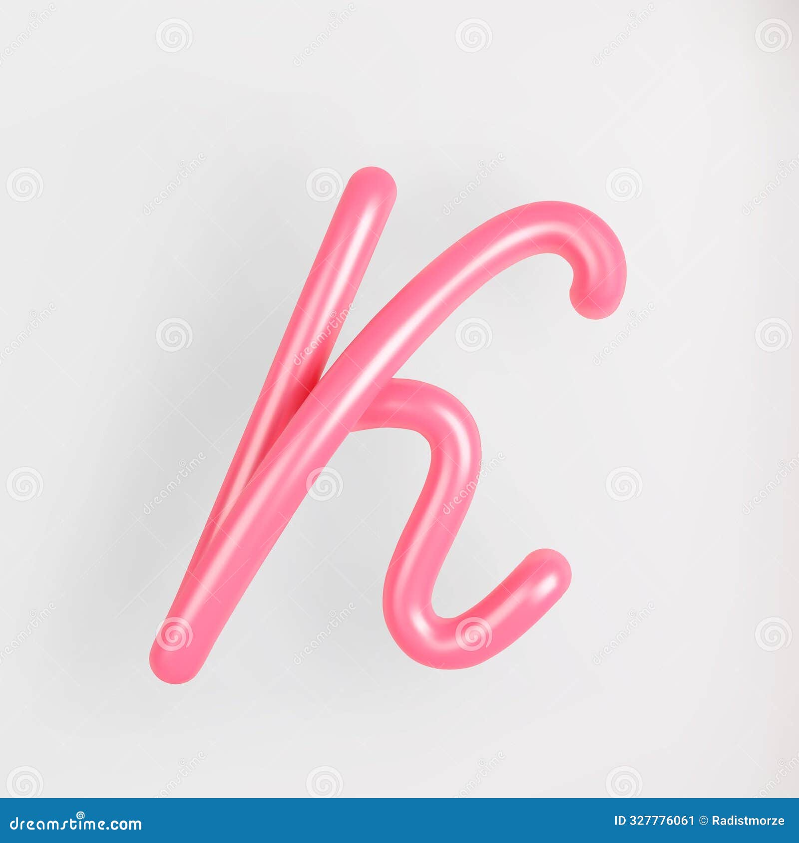 3D Pink Script Uppercase Letter K on Light Background. Cute Cursive ...