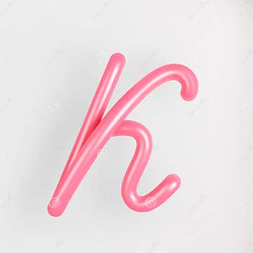3D Pink Script Uppercase Letter K on Light Background. Cute Cursive ...
