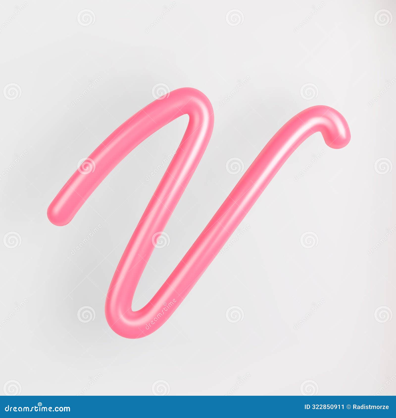 3D Pink Script Uppercase Letter V on Light Background. Cute Cursive ...
