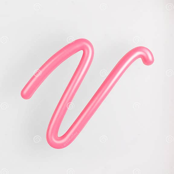 3D Pink Script Uppercase Letter V on Light Background. Cute Cursive ...