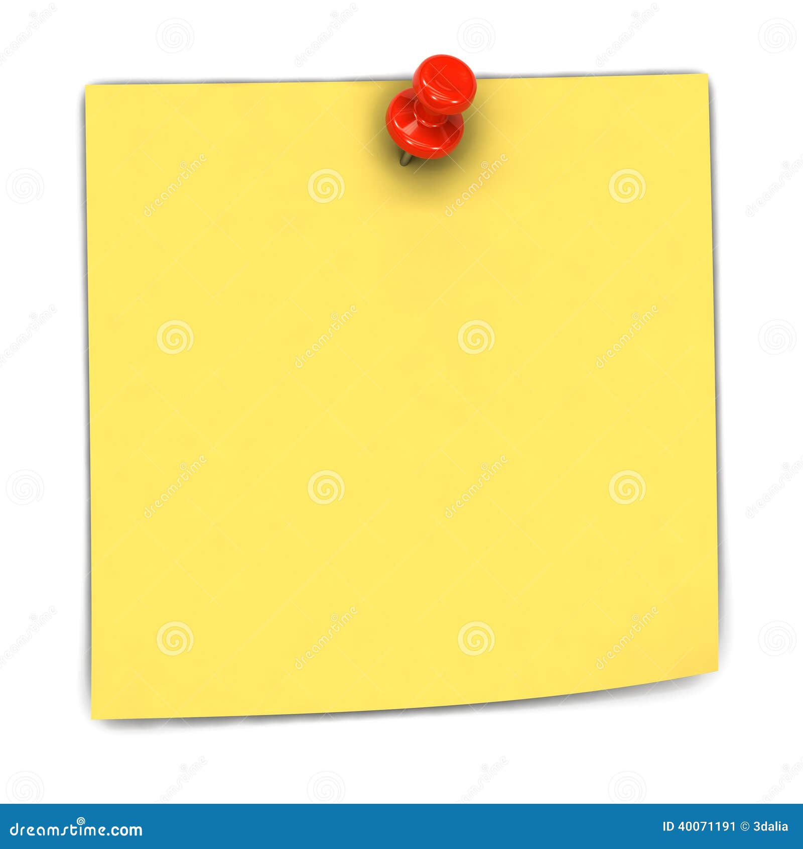 3d Pinned yellow note stock illustration. Illustration of stationery ...