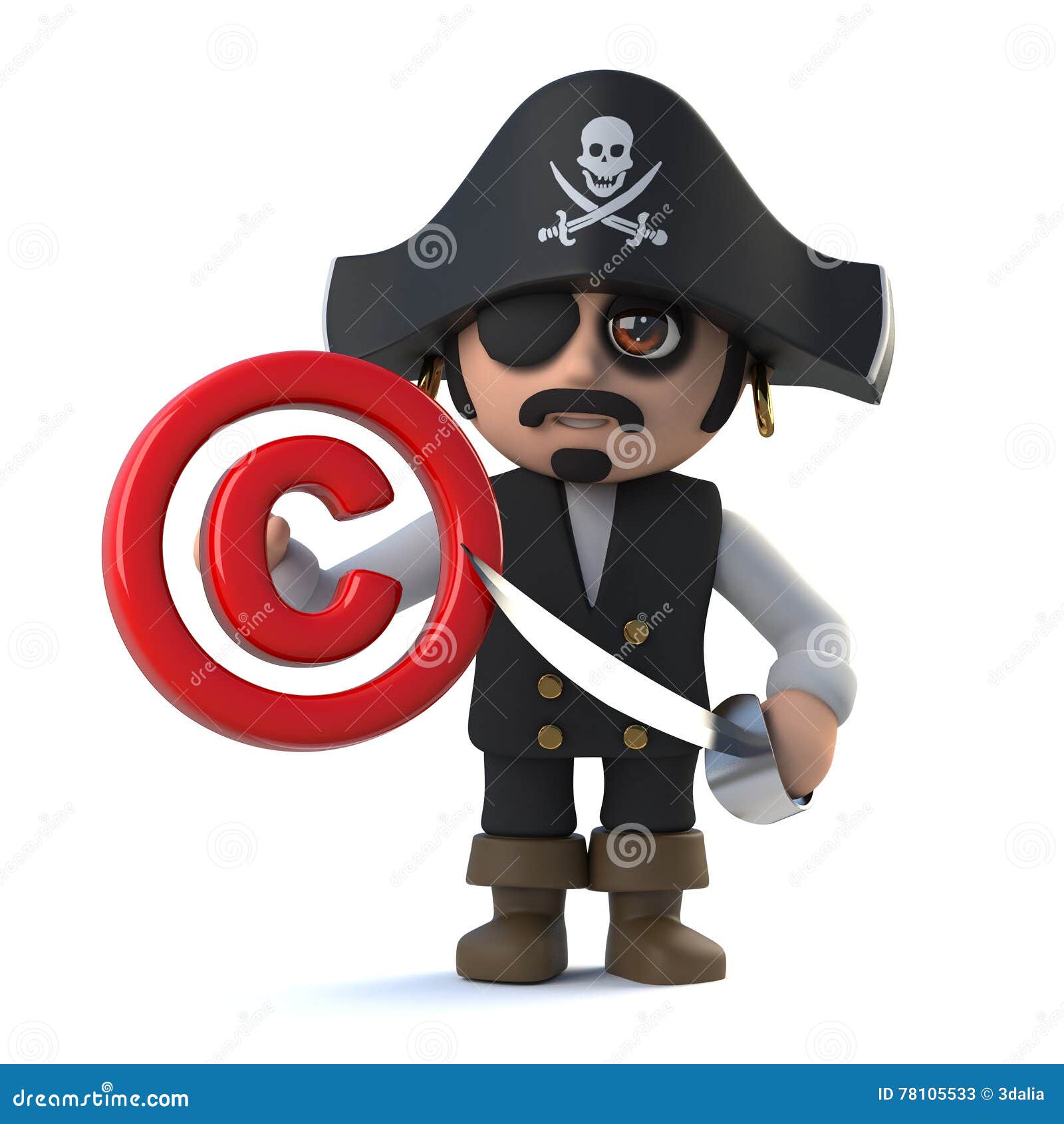 3d Pirate Captain Has Copyright Stock Illustration - Illustration of ...