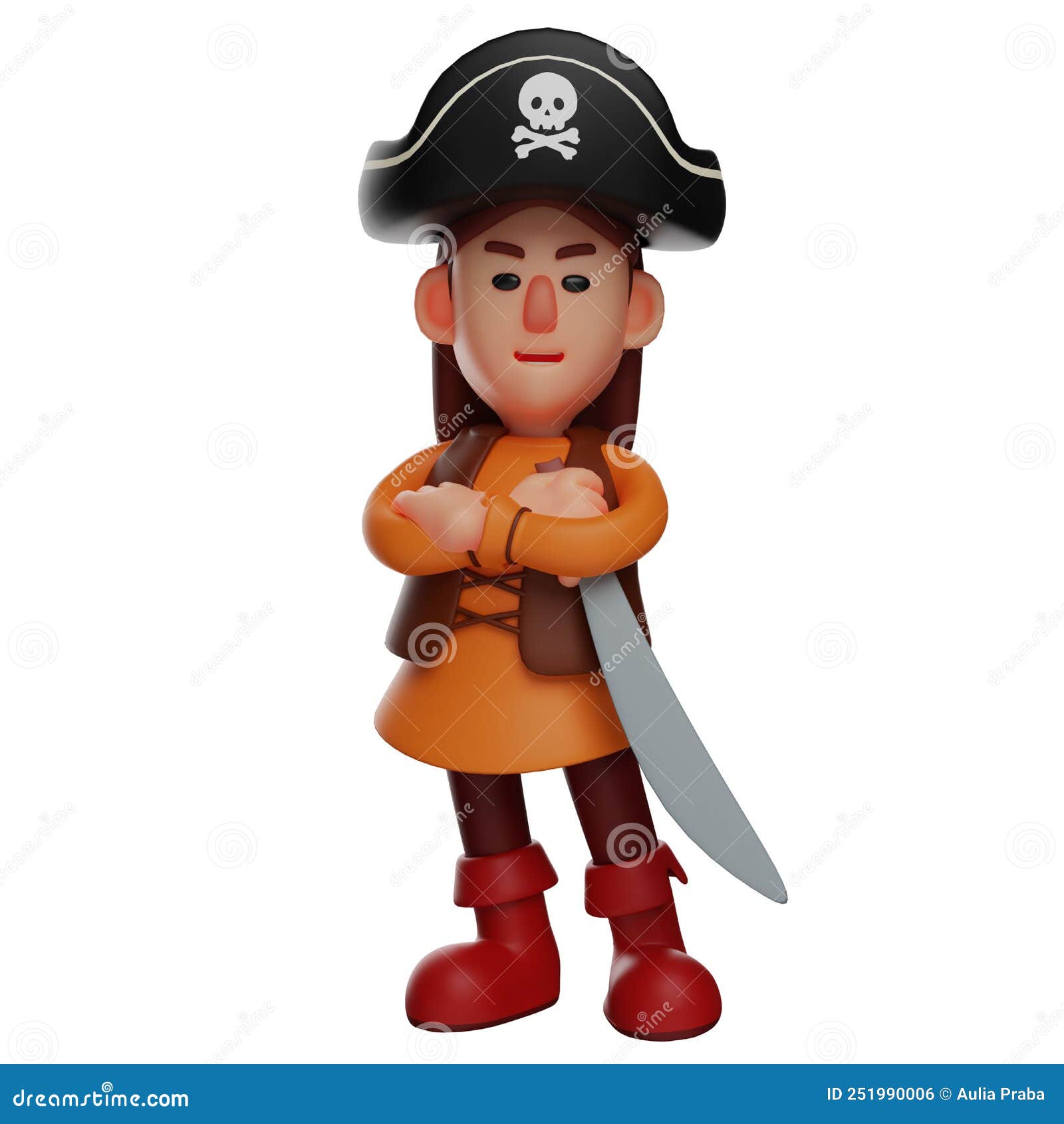 3D Pirate Cartoon Showing Angry Expression Stock Illustration ...