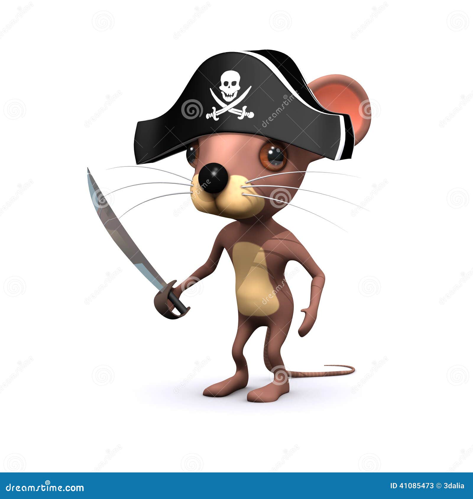3d Pirate Mouse with Cutlass Stock Illustration - Illustration of ...