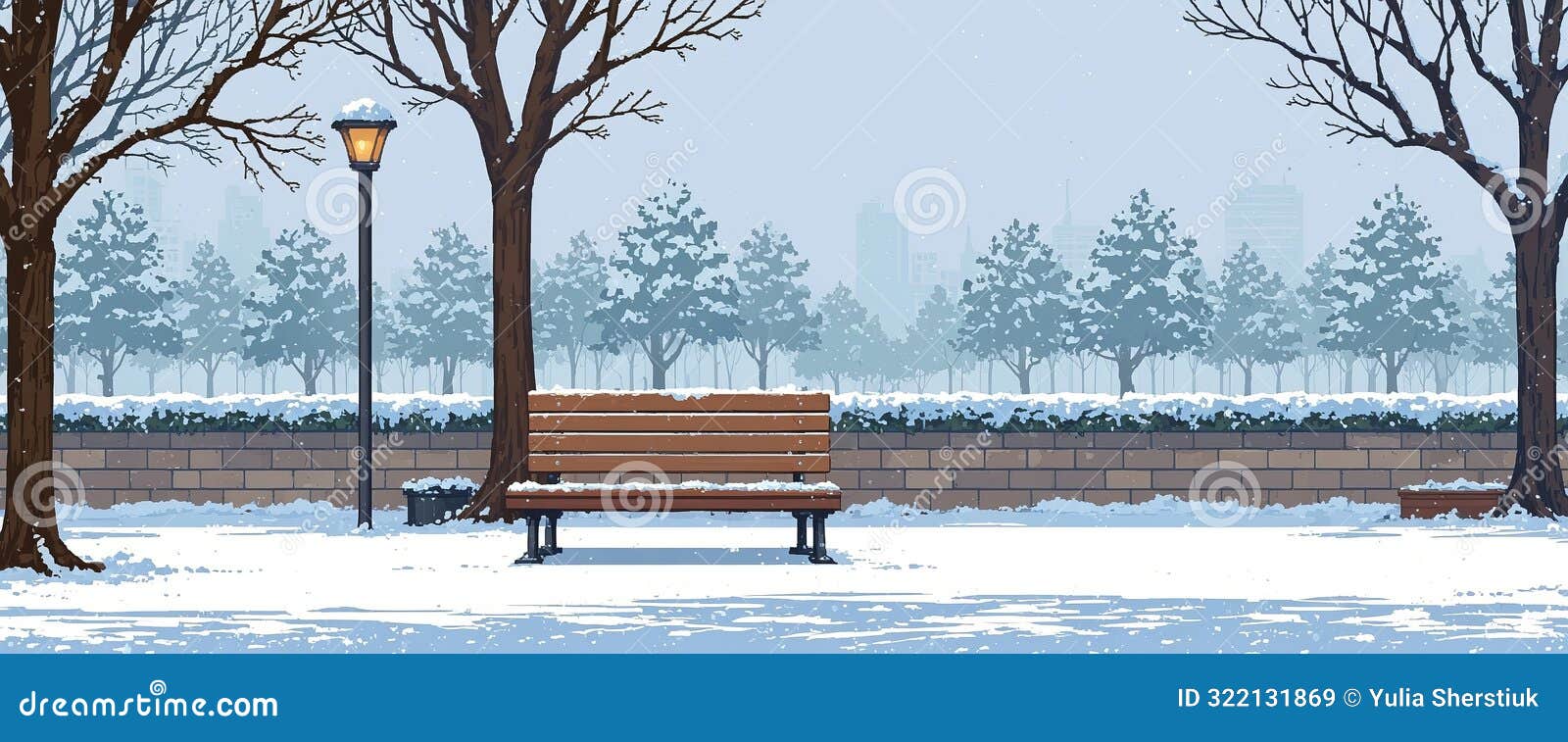2d Pixel Art of Bench in Park at Winter, City As a Background, Game Art ...