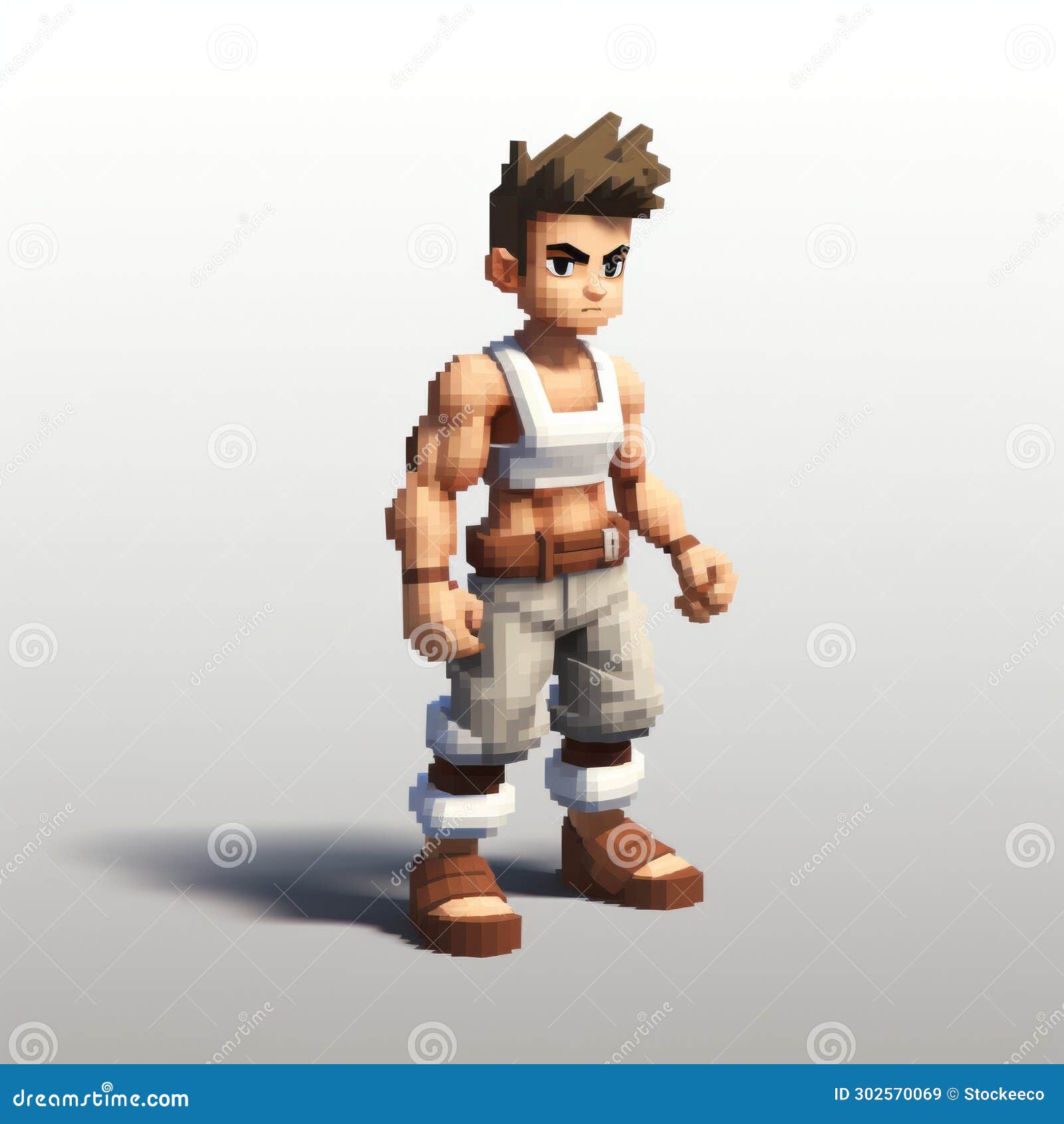 3d Pixel Character of Avery in Athletic Pose on White Background Stock ...