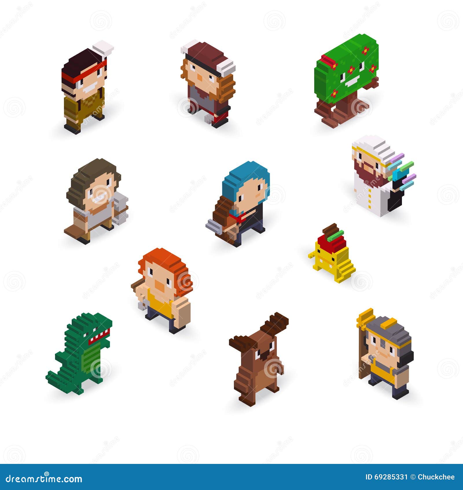 Pixel Characters Isometric Vector Illustration | CartoonDealer.com ...