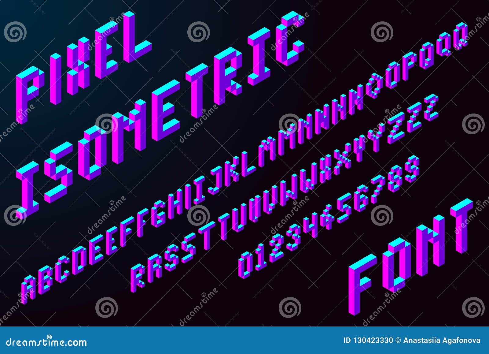3d pixel isometric font stock vector. Illustration of alphabet - 130423330