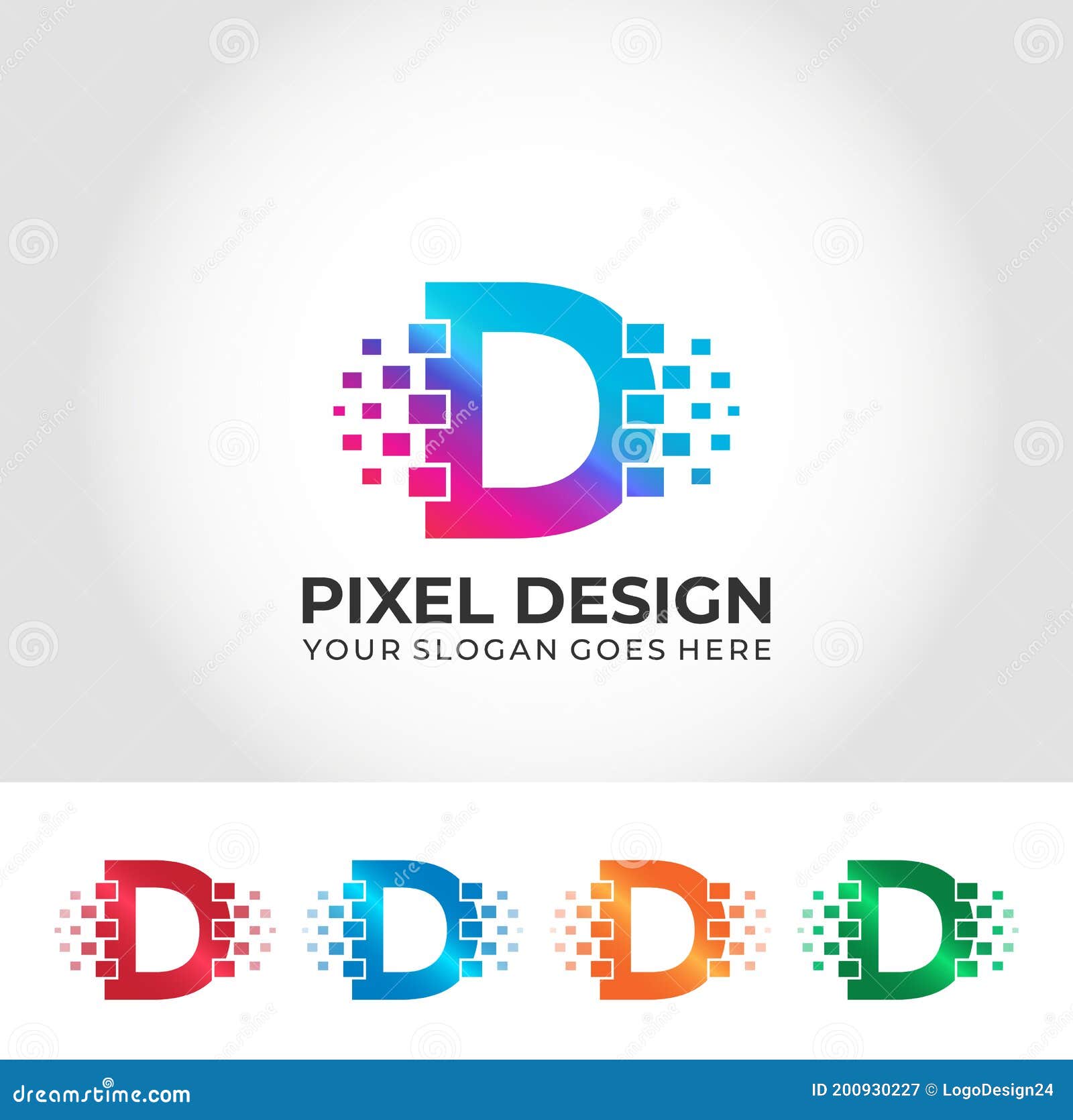 D Pixel Modern Logo Design Concept Stock Vector - Illustration of ...