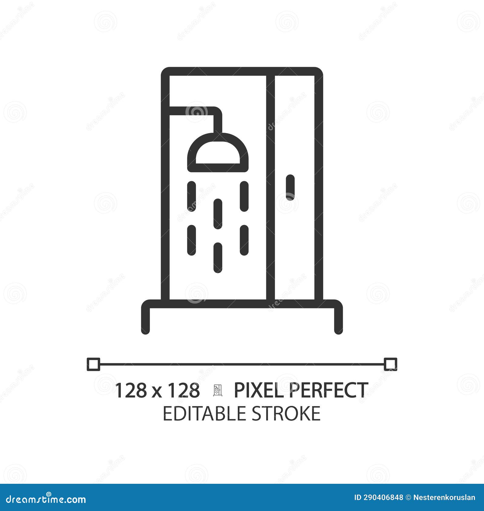 2D Customizable Thin Linear Black Shower Icon Stock Vector ...