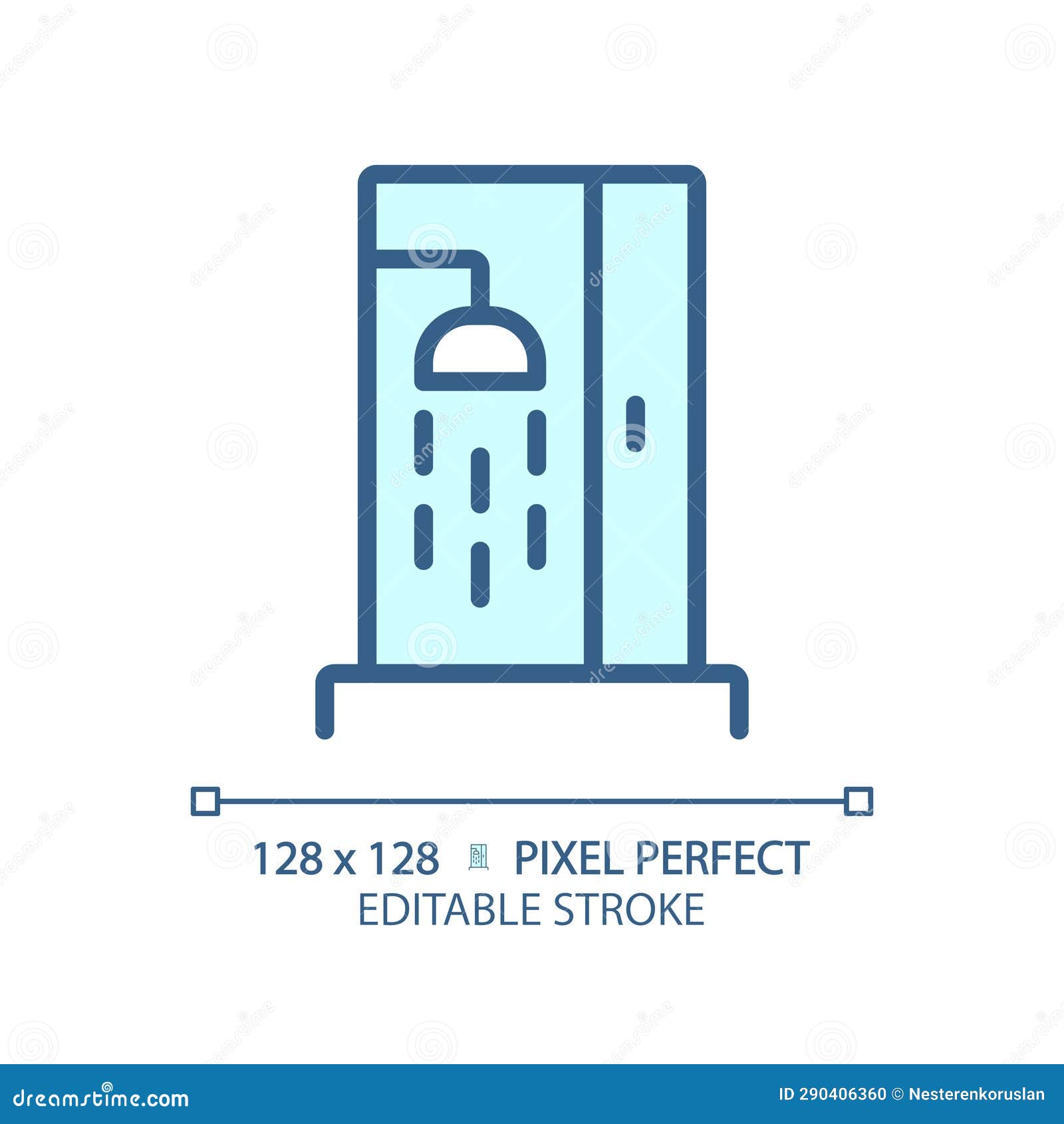 2D Customizable Thin Linear Blue Shower Icon Stock Vector ...