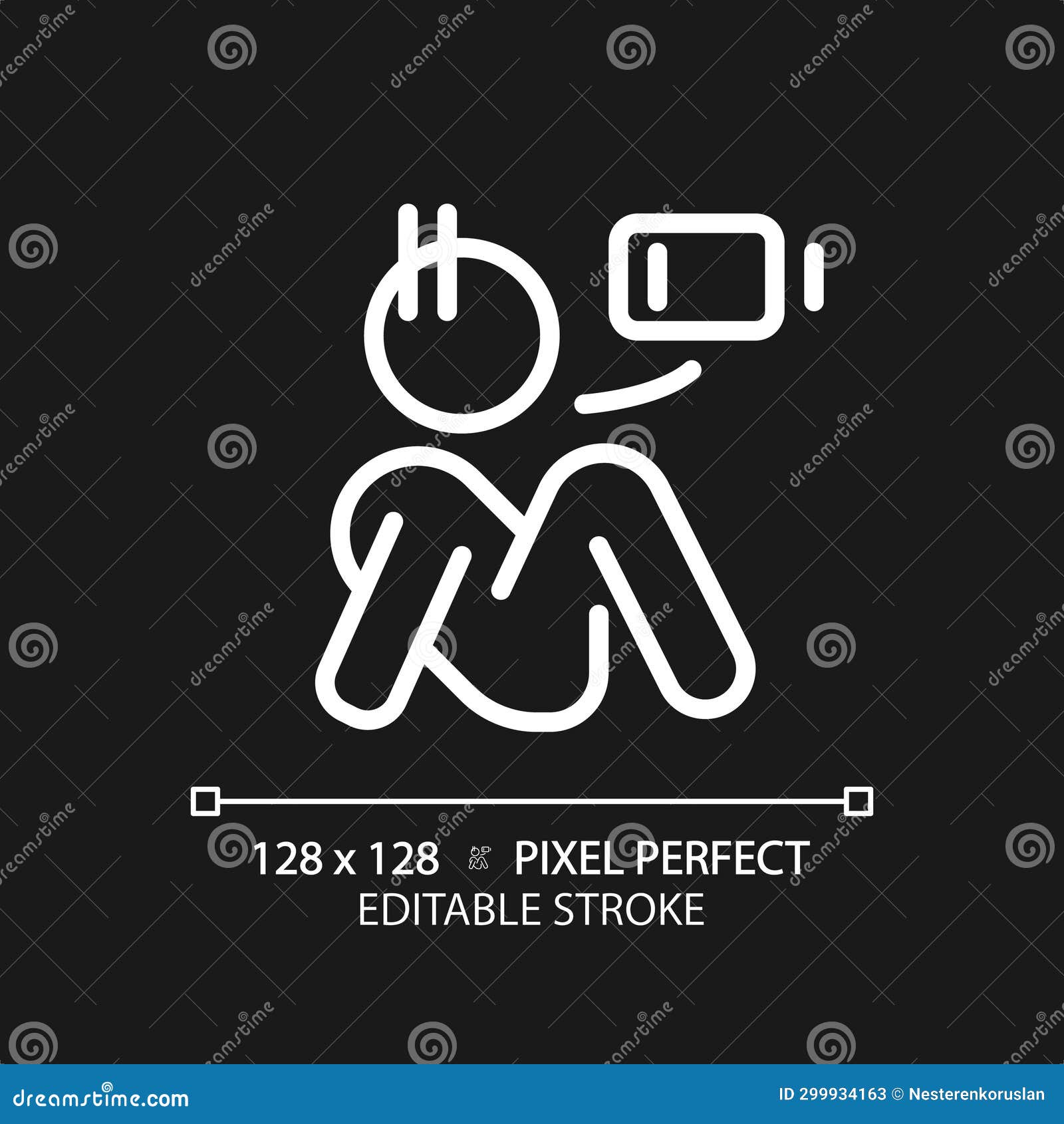 2D Thin Linear Simple White Apathy Icon Stock Illustration ...