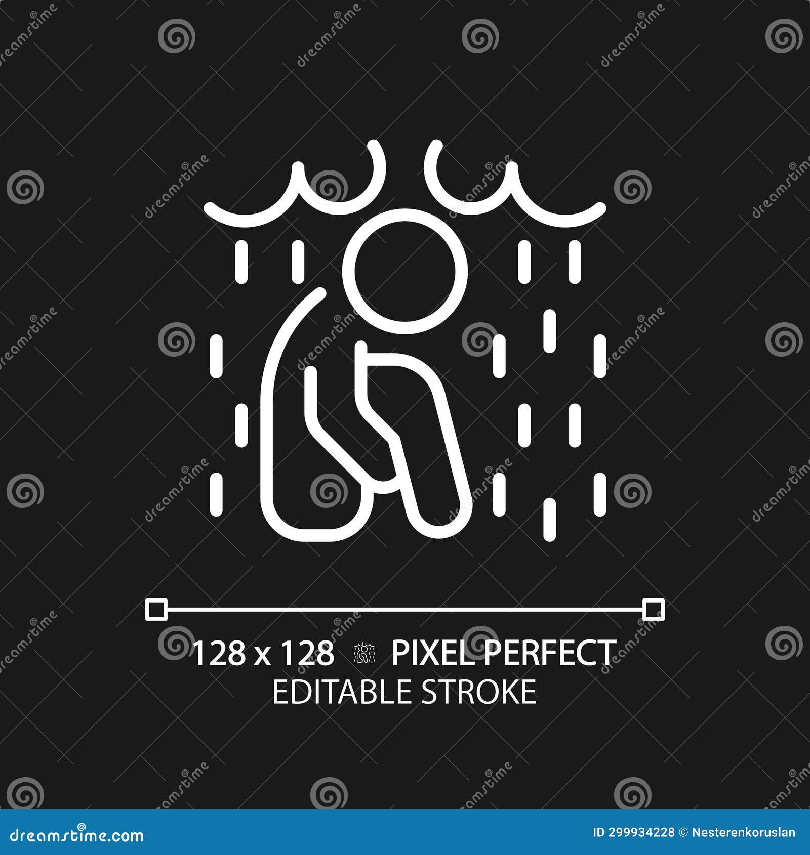 2D Thin Linear Simple White Despair Icon Stock Illustration ...