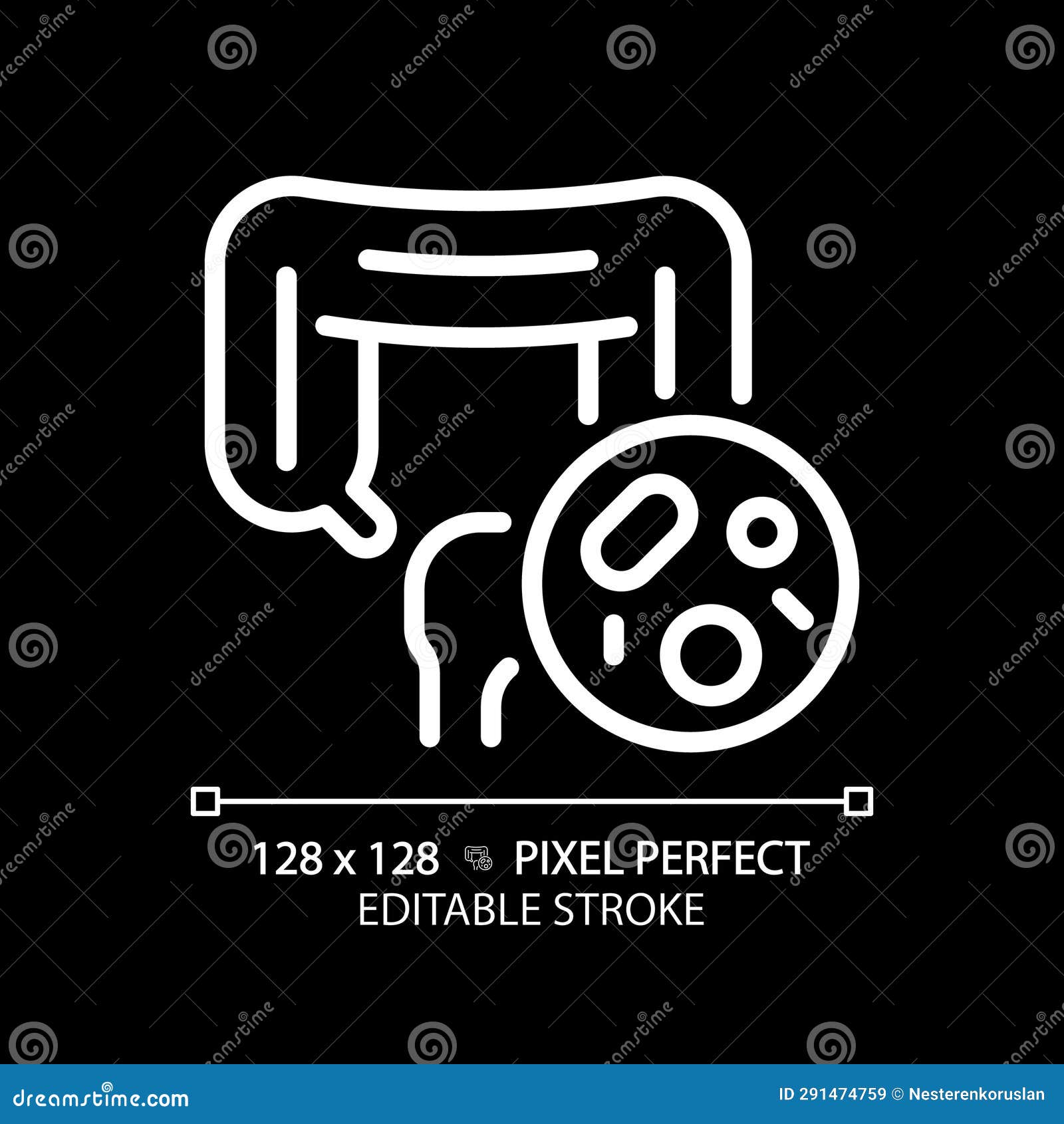 2D Customizable Thin Line White Intestine with Bacteria Icon Stock ...