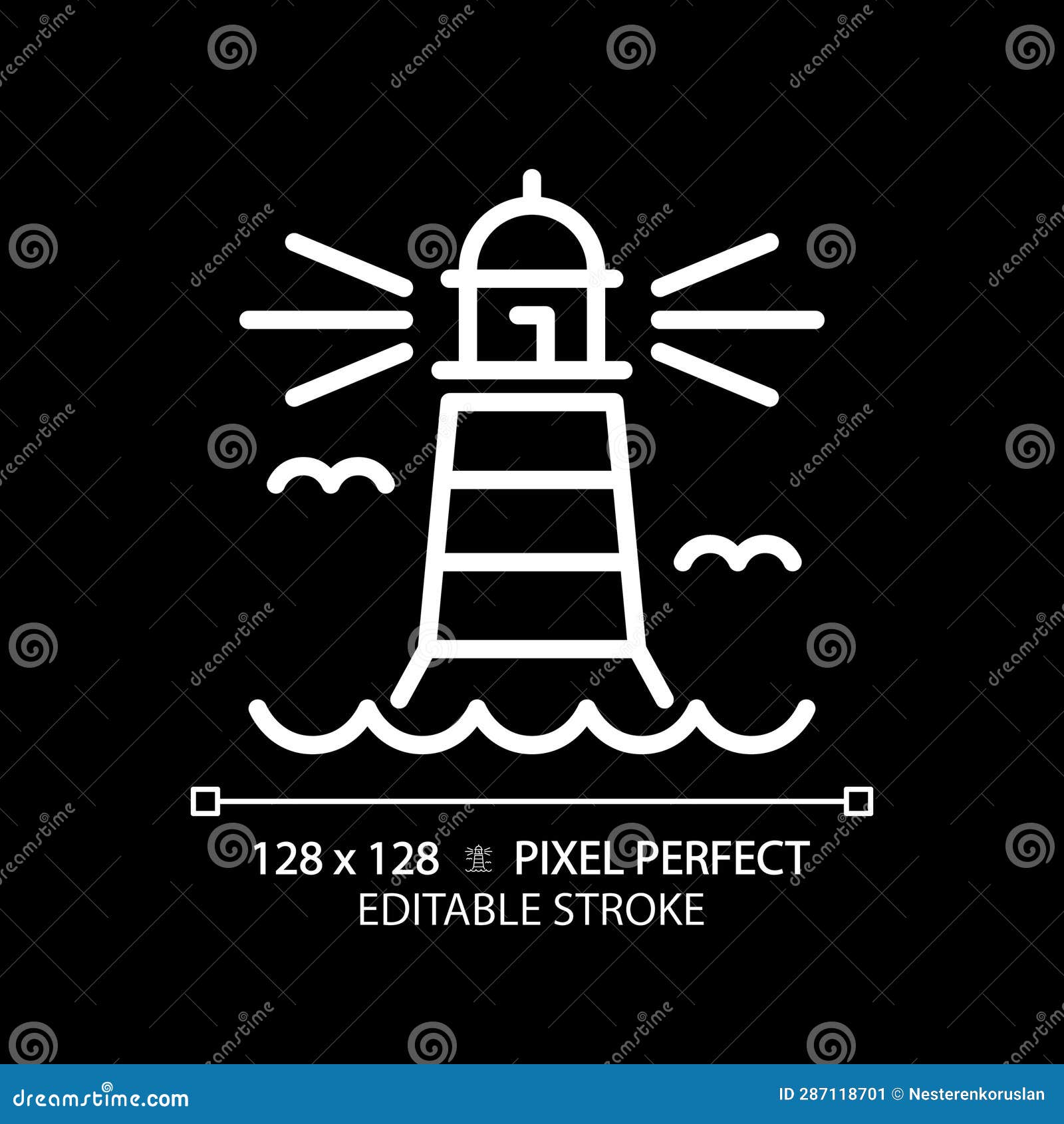 2D Editable Thin Line Lighthouse Icon Stock Vector - Illustration of ...
