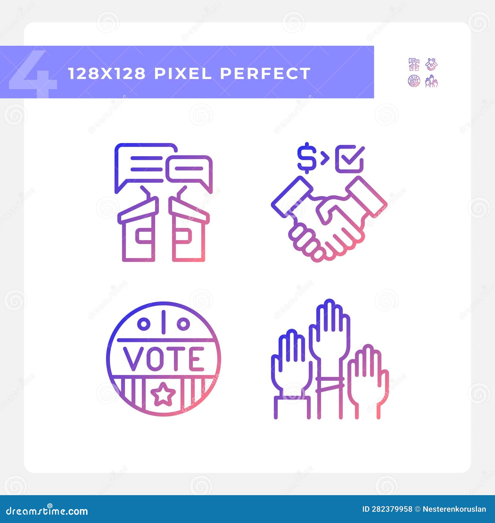 Pixel Perfect Gradient Voting Icons Stock Vector - Illustration of poll ...