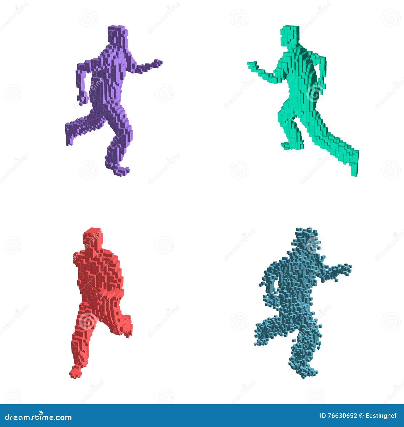 3d Pixel Running Man Set.Vector Colorful Illustration. Stock Vector ...