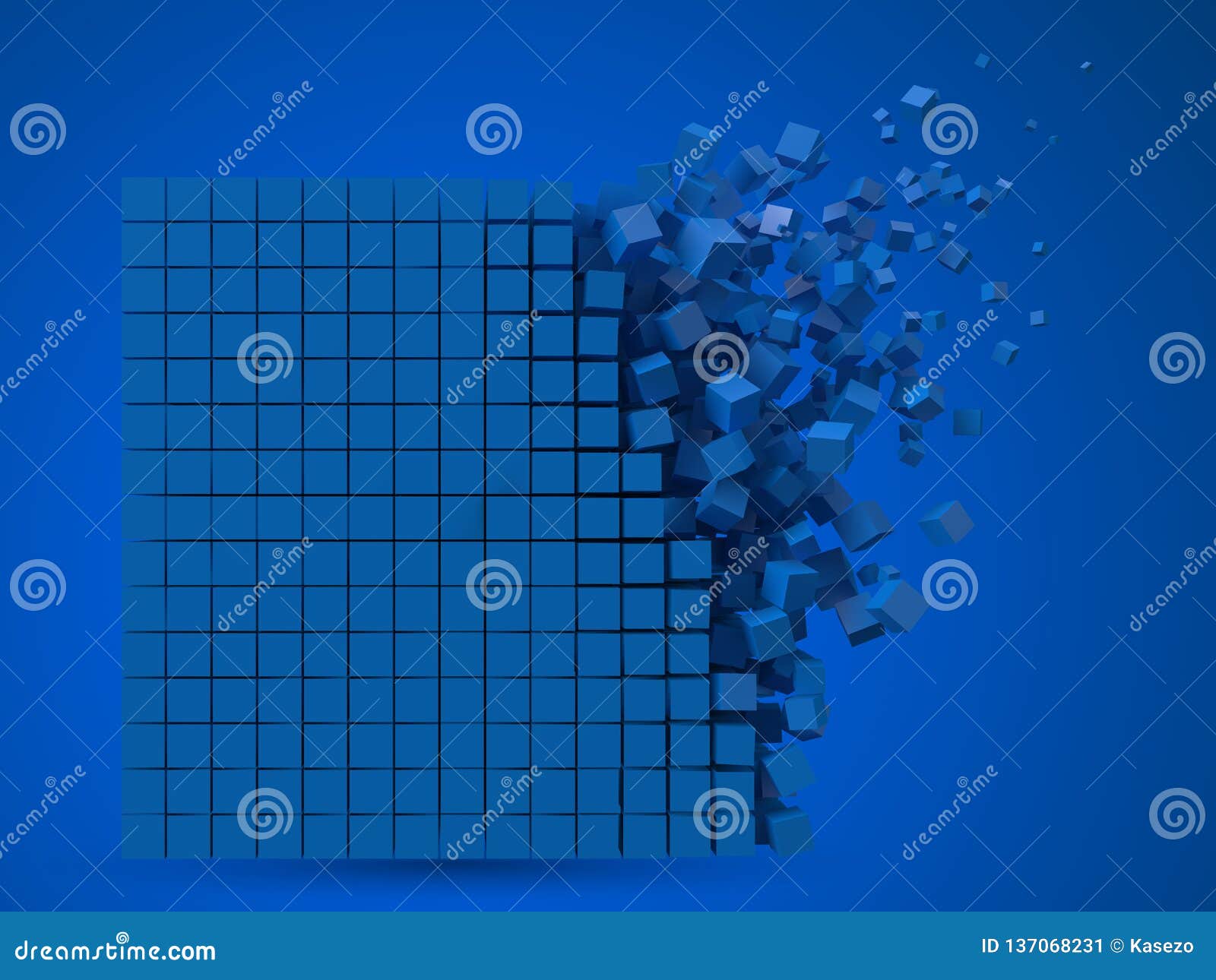 3d Pixel Style Square Data Block. Made with Blue Cubes. Three ...