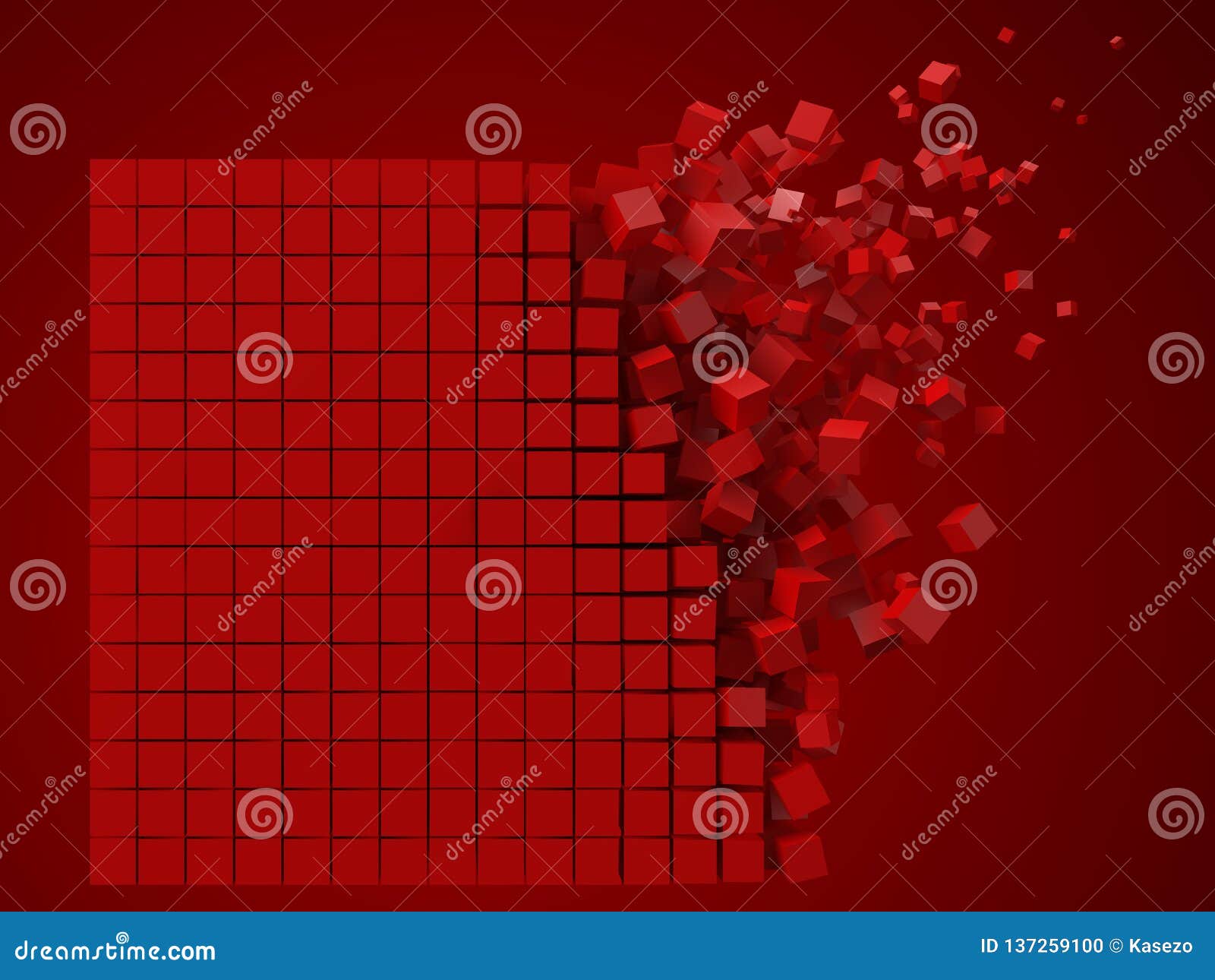 3d Pixel Style Square Data Block. Made with Red Cube Blocks. Three ...
