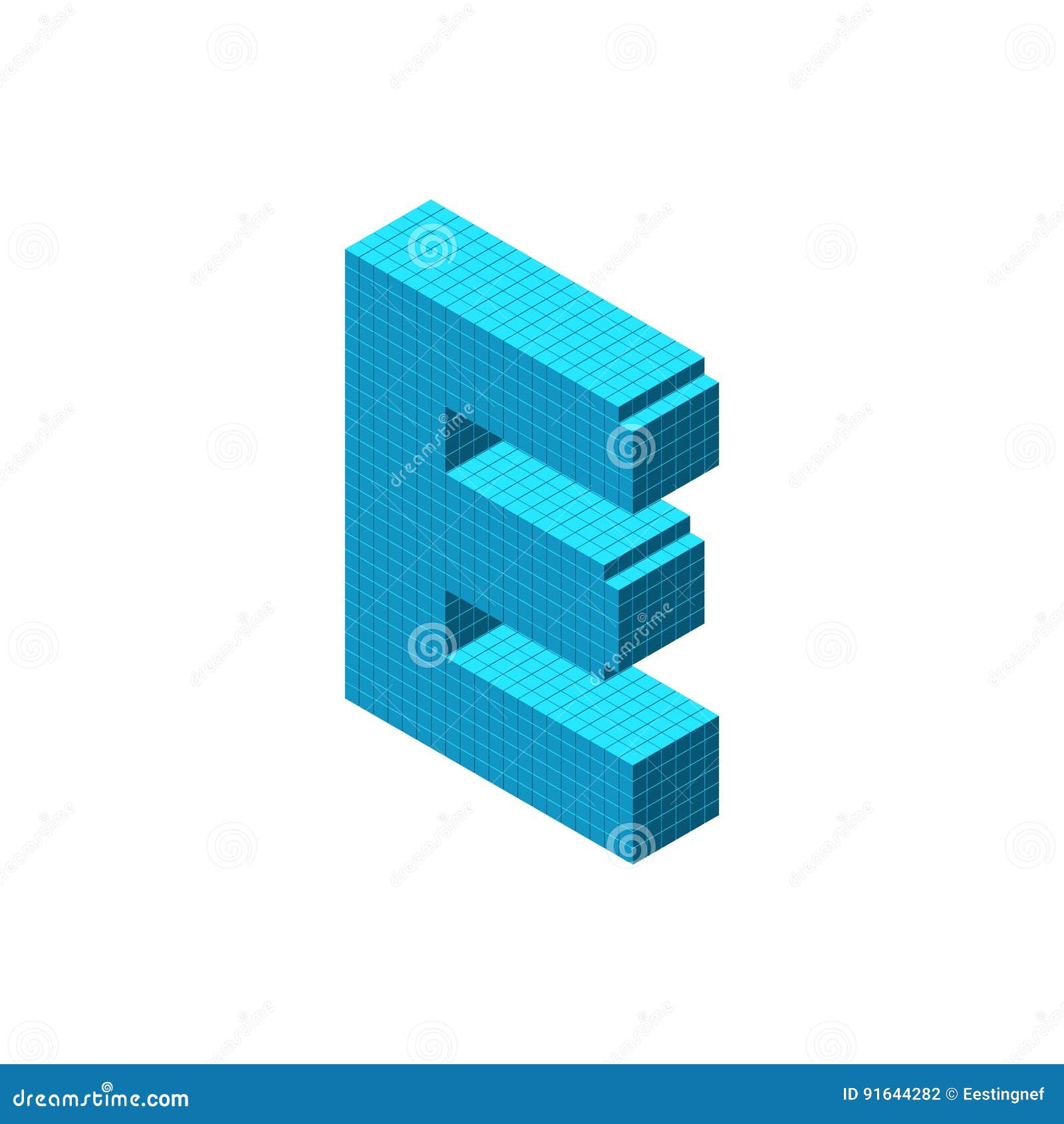 3d Pixelated Capital Letter E. Vector Illustration. 3d Isometric Stock ...