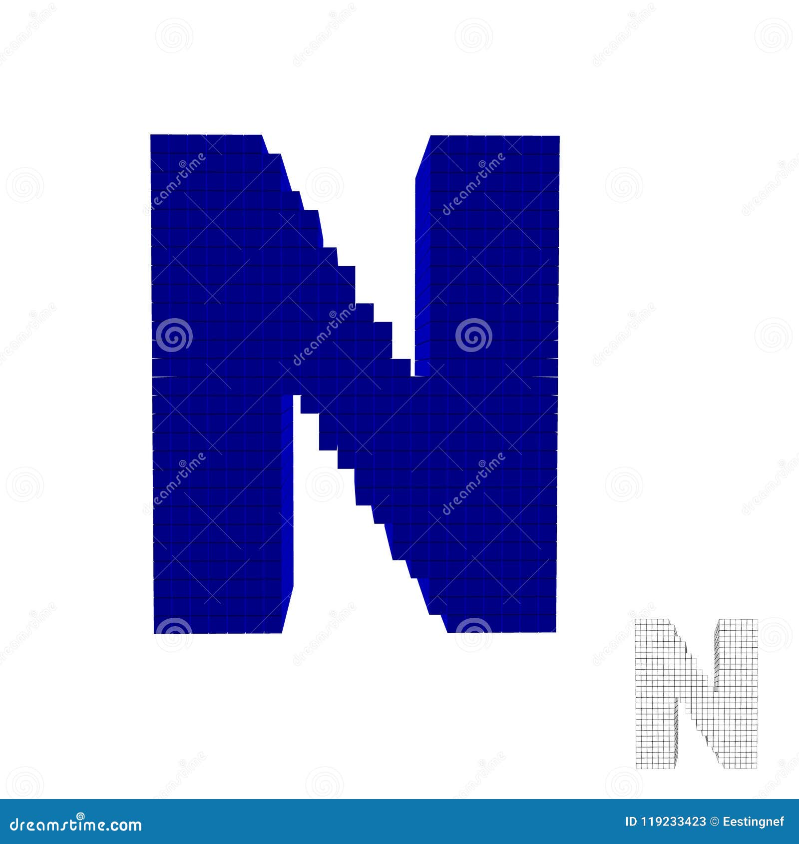 3d Pixelated Capital Letter N. Vector Illustration. Stock Vector ...