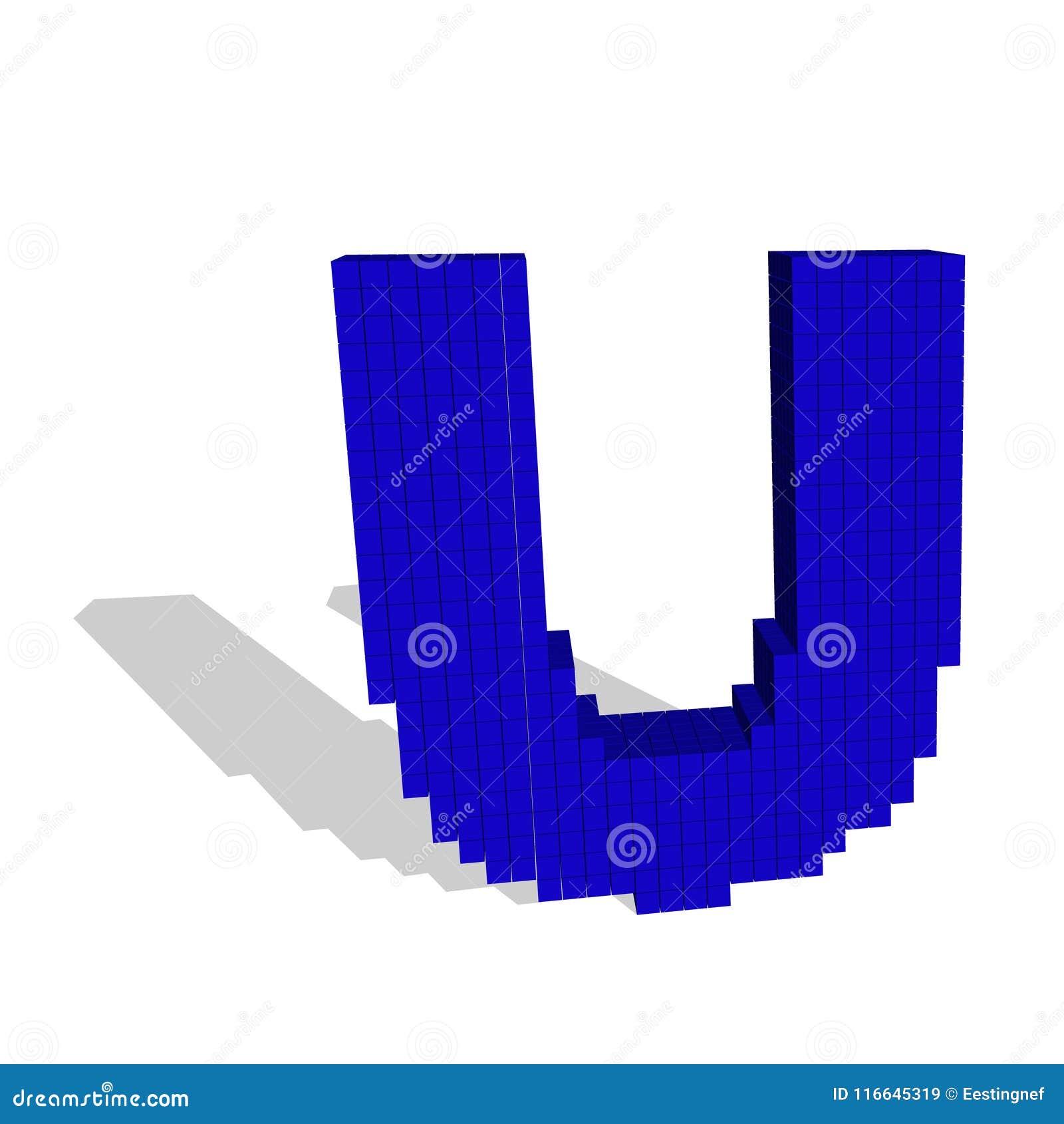 3d Pixelated Capital Letter U. Vector Illustration. Stock Vector ...