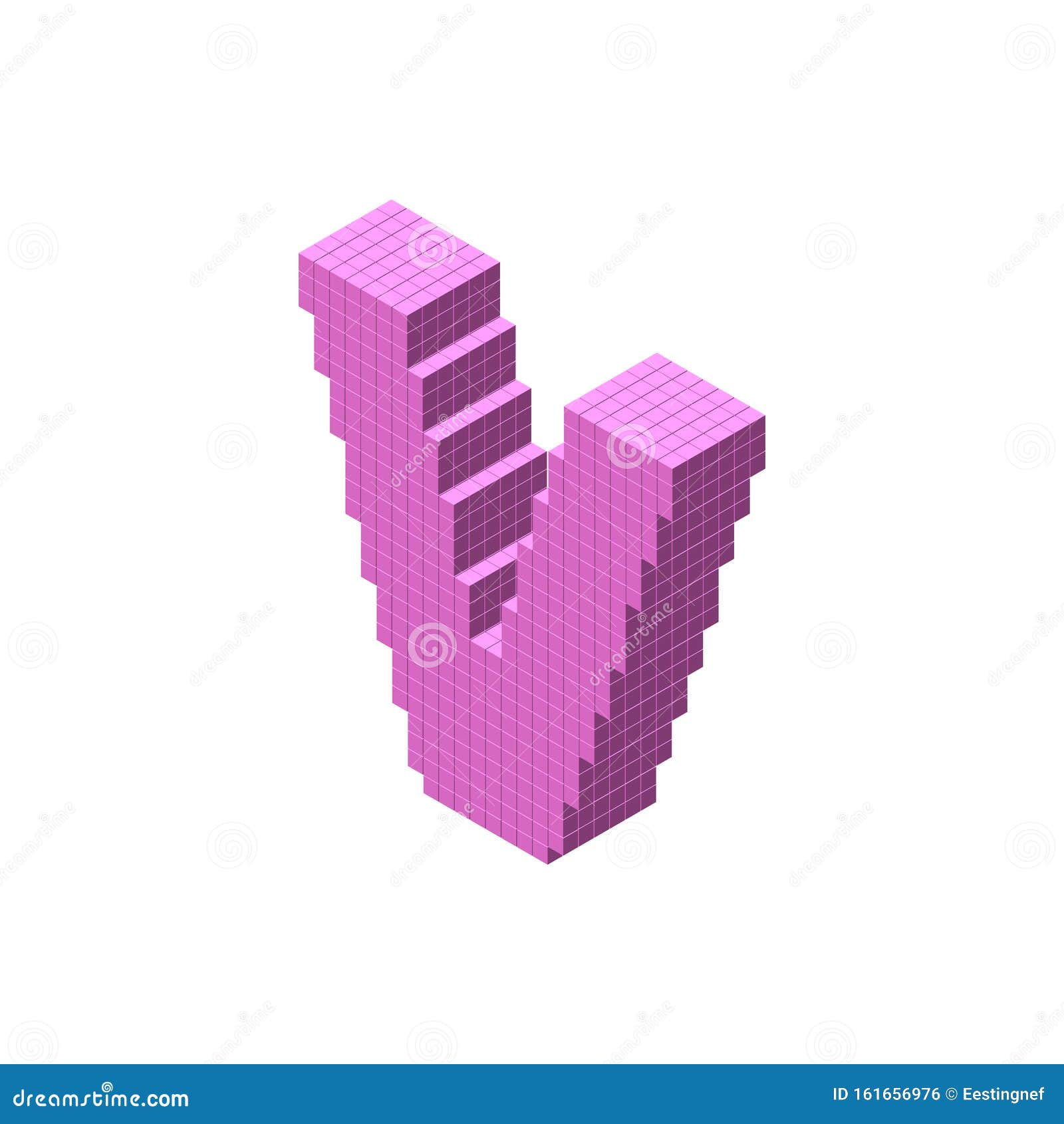 3d Pixelated Capital Letter V. Vector Illustration Stock Vector ...