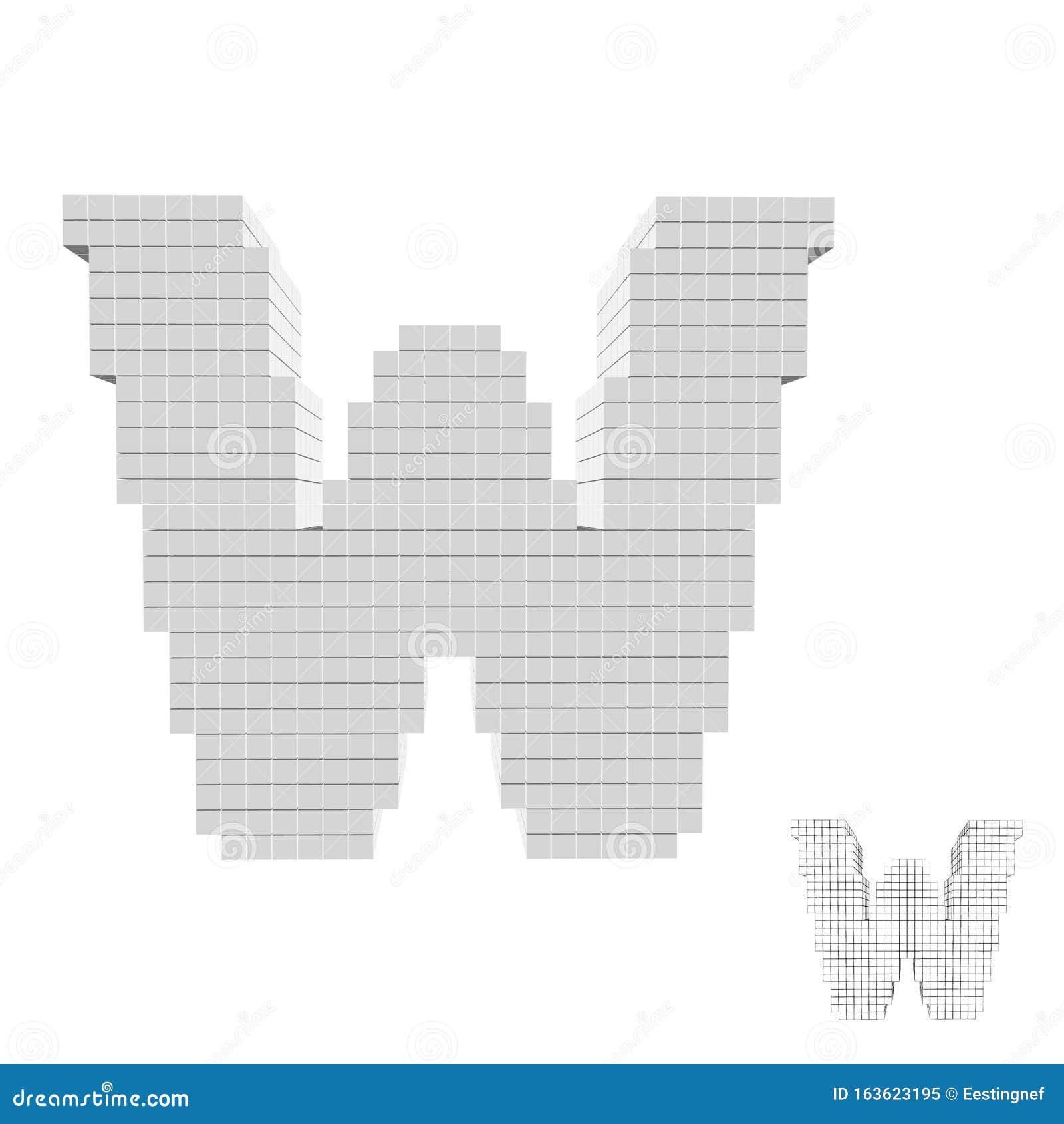 3d Pixelated Capital Letter W. Vector Illustration Stock Vector ...