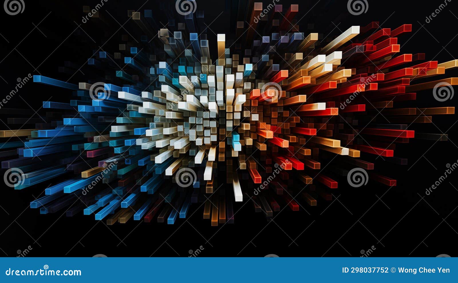3D Pixelated Graphics Render Poking Out of Screen Stock Photo - Image ...