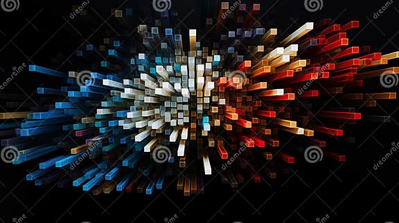 3D Pixelated Graphics Render Poking Out of Screen Stock Photo - Image ...