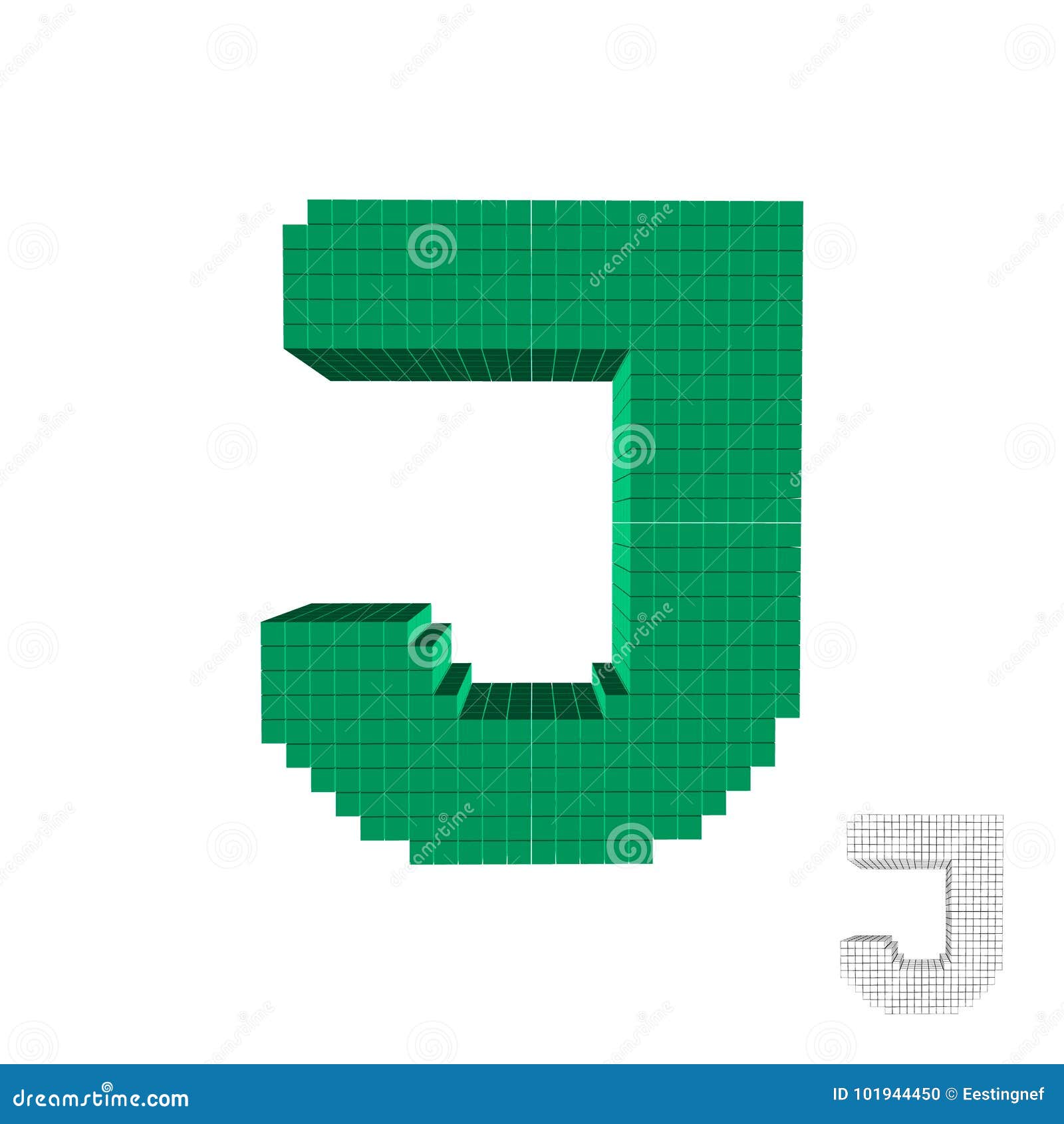 3d Pixelated Hoofdletter J Vector Illustratie Vector Illustratie ...