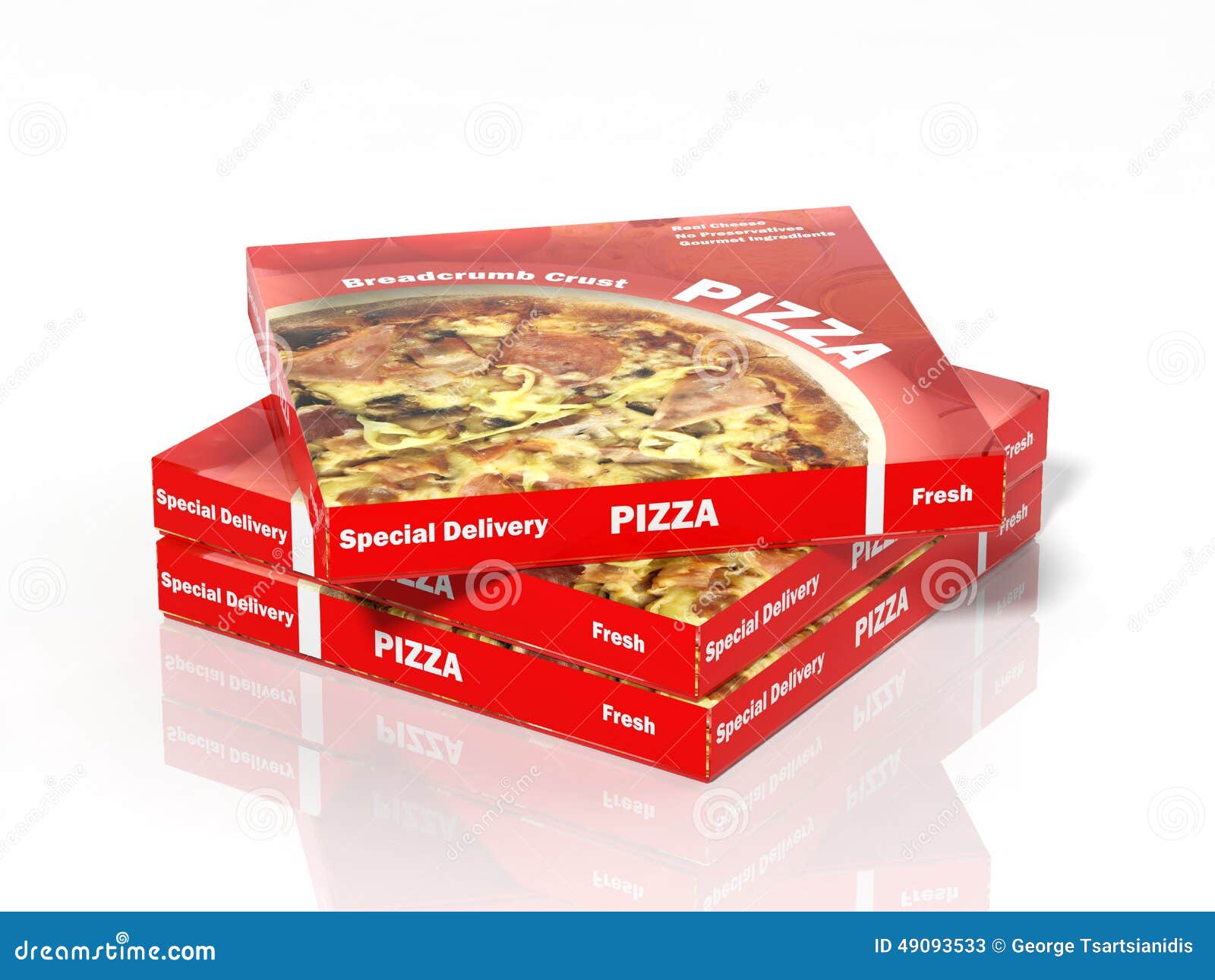 3D pizza boxes stock illustration. Illustration of background - 49093533
