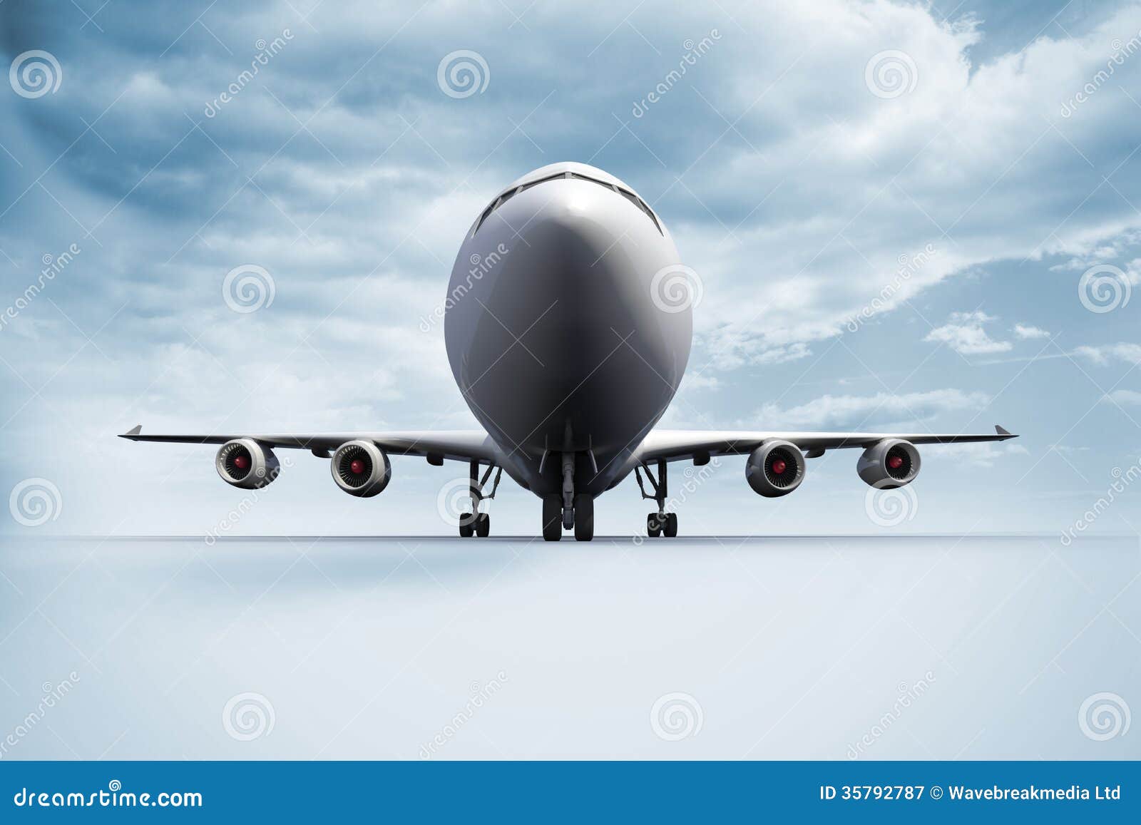 3D Plane Standing on White Ground Stock Illustration - Illustration of ...