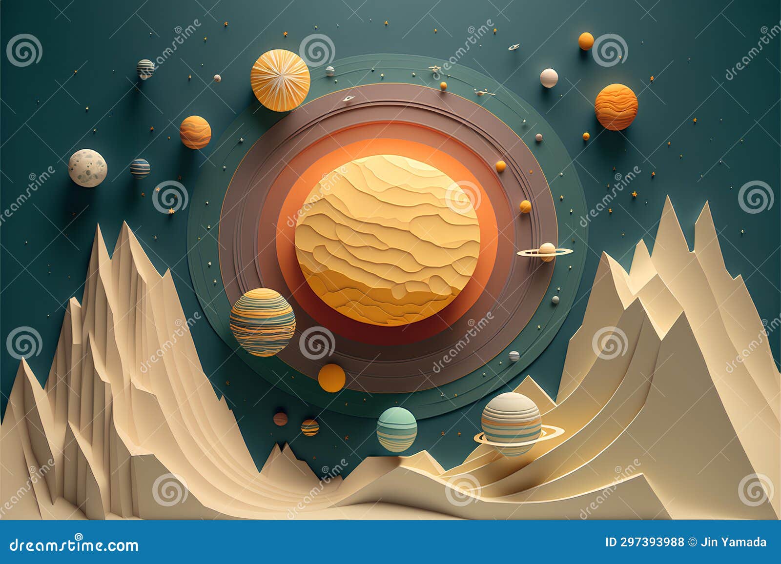 3d Planet in Space with Stars and Planets. Vector Illustration Stock ...