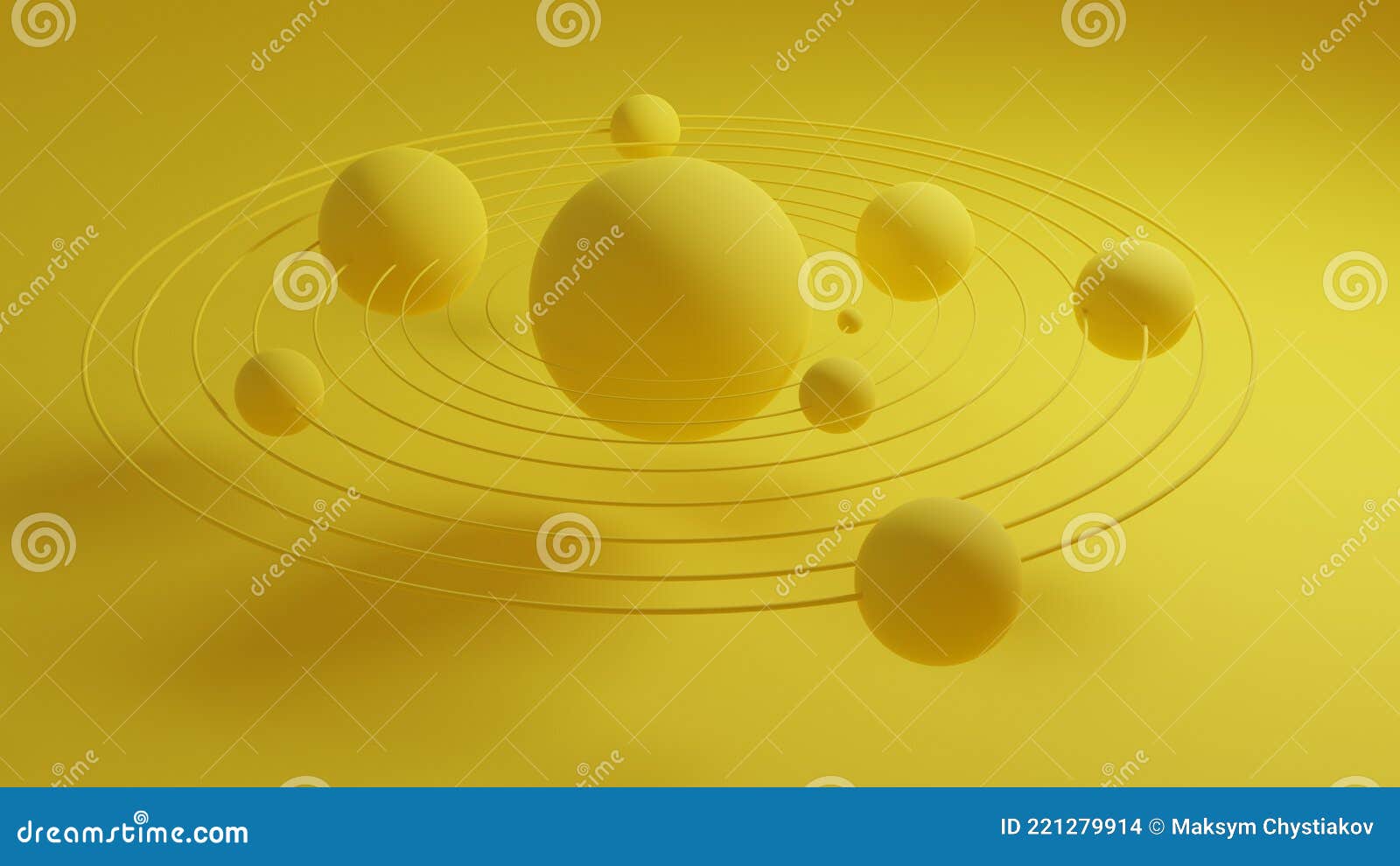 3d Planets Orbiting Solar System on a Yellow Background Stock ...
