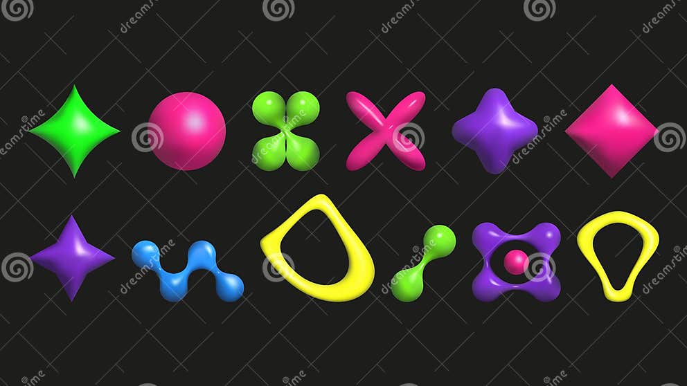 3D Plastic Elements Set Isolated Abstract Shapes. Stock Illustration ...