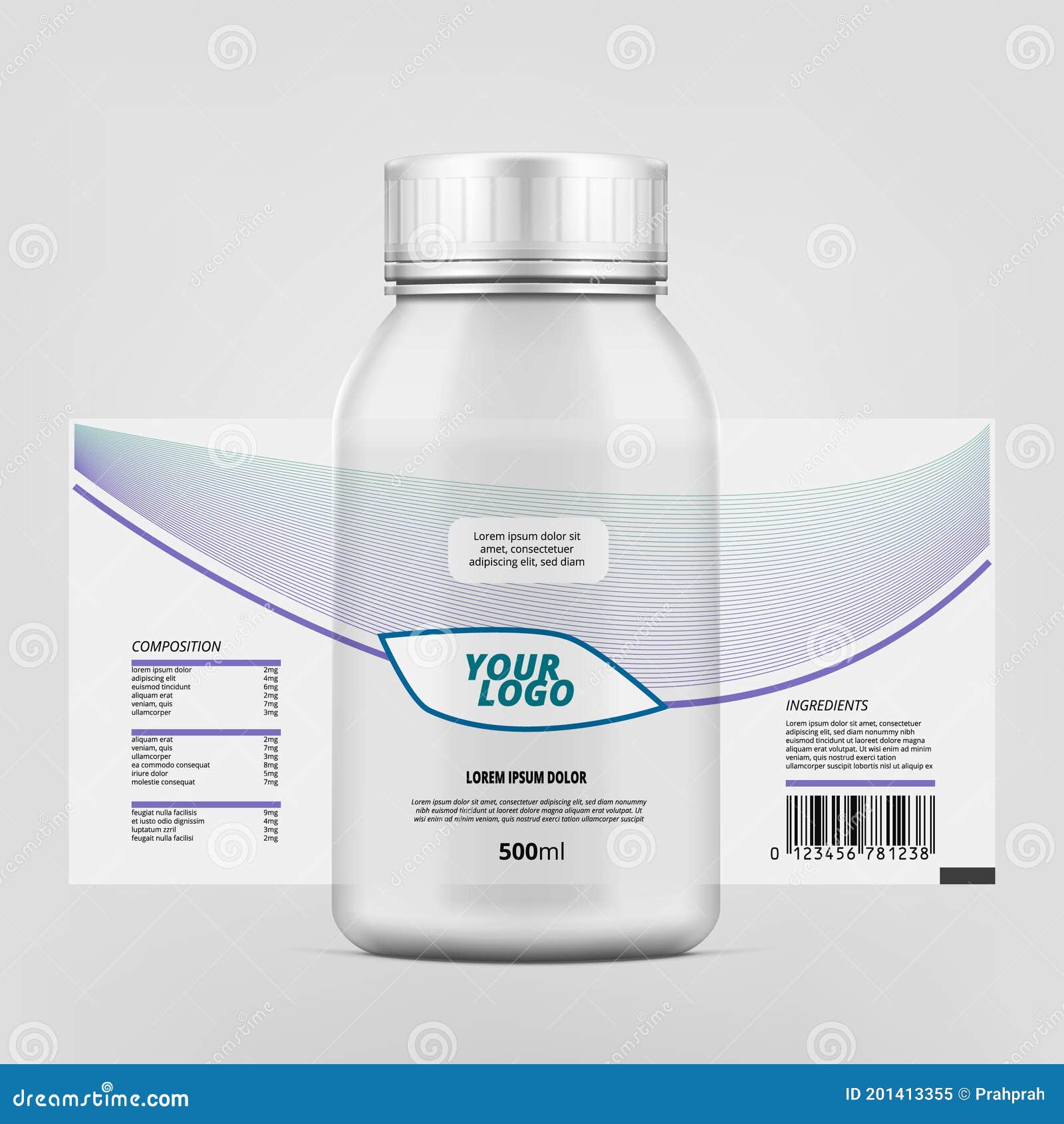 3D Plastic Package Lid Label Template Design Stock Illustration ...