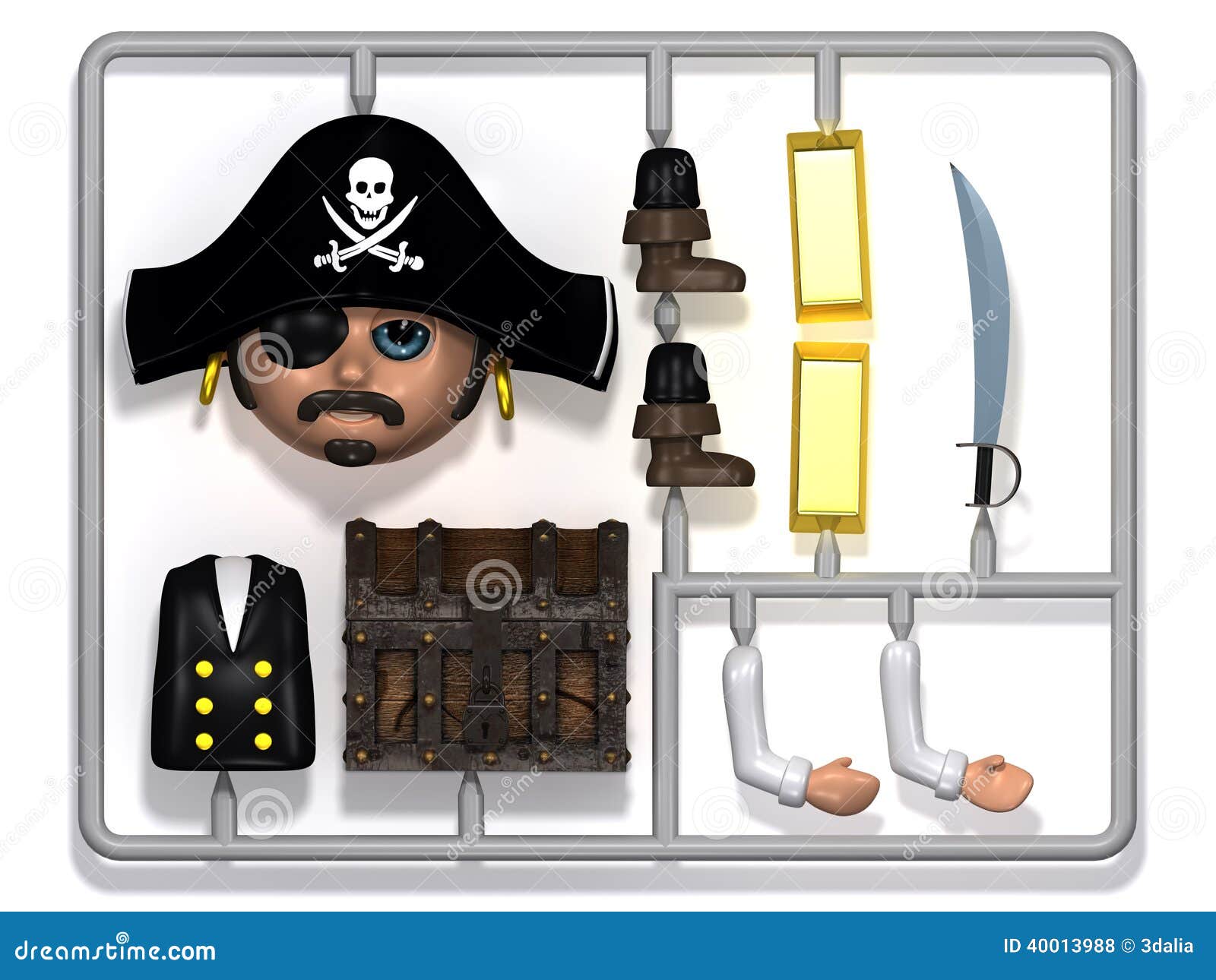 3d Plastic Pirate Construction Kit Stock Illustration - Illustration of ...