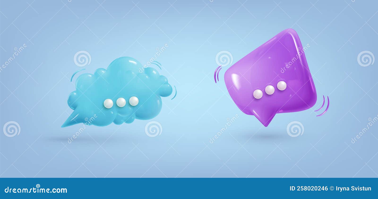 3d Plastic Speech Bubble. Realistic Set of Cartoon Comic Glossy ...