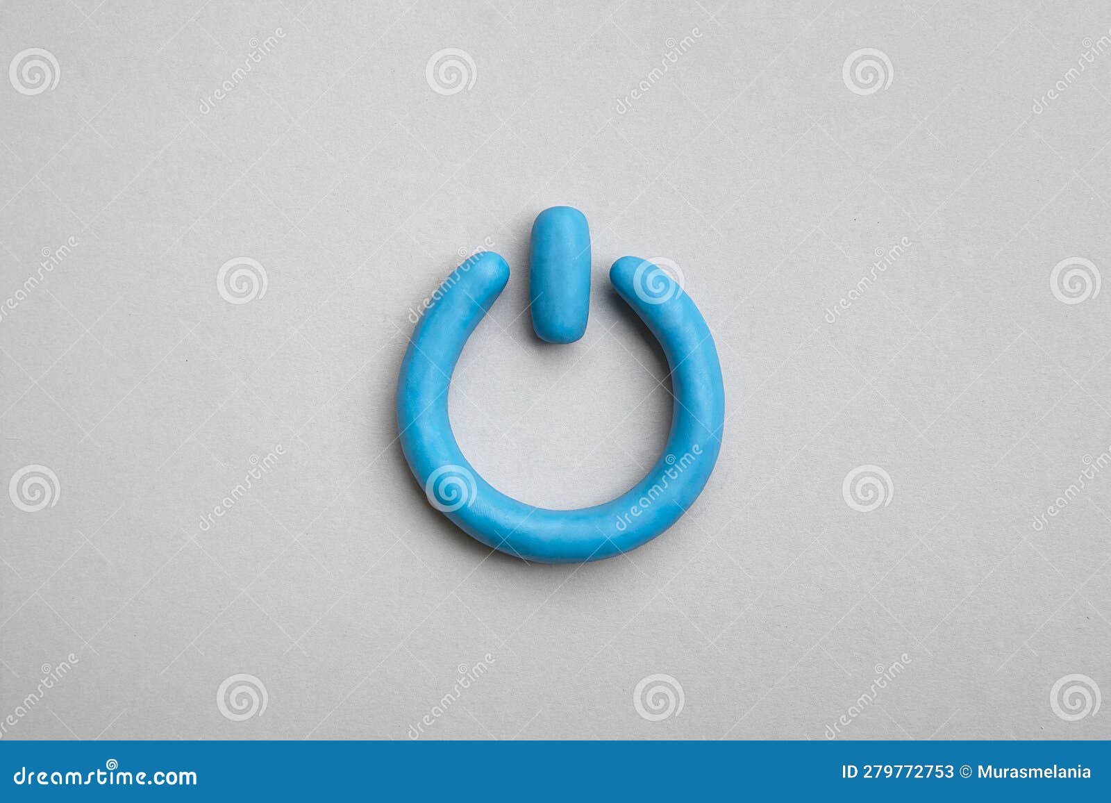 3d Plasticine Blue Start Icon on Yellow Background. Power on Off ...