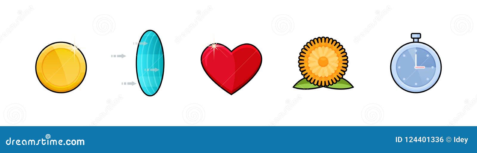 2D Platform Objects, Elements of Bonuses in 8-bit Game. Stock Vector ...