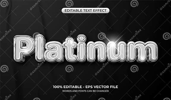 3D Platinum Text Effect. Editable Glossy Silver Graphic Styles Stock ...