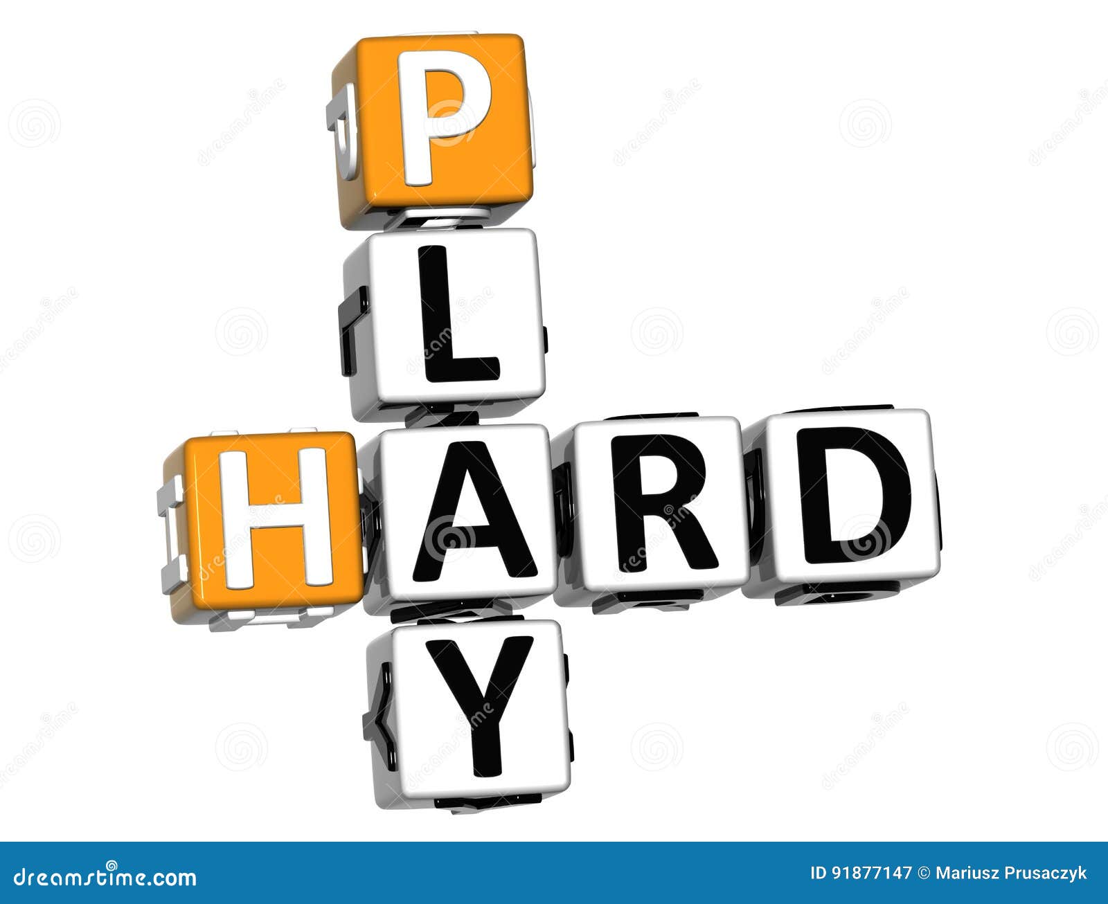 3D Play Hard Crossword Text Stock Illustration - Illustration of cross ...