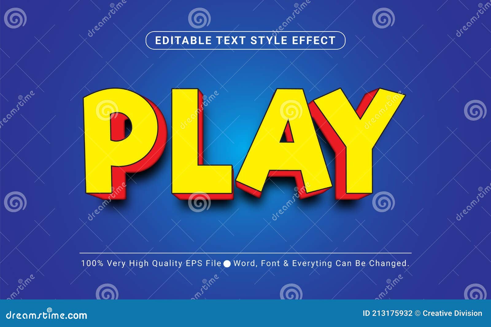 3D Play Text Effect, Editable Text Effect Stock Vector - Illustration ...