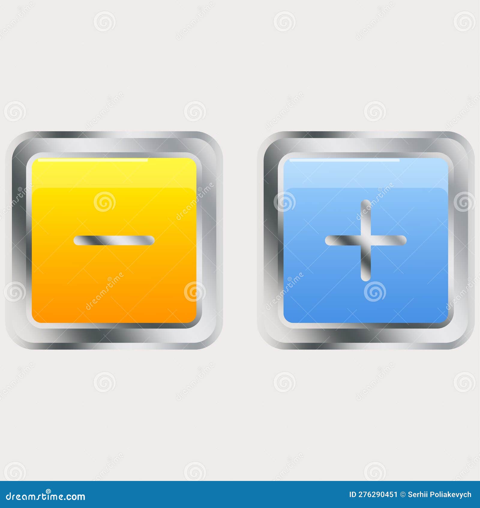 3d Plus Minus Buttons in Modern Style. Cross Symbol. Vector ...