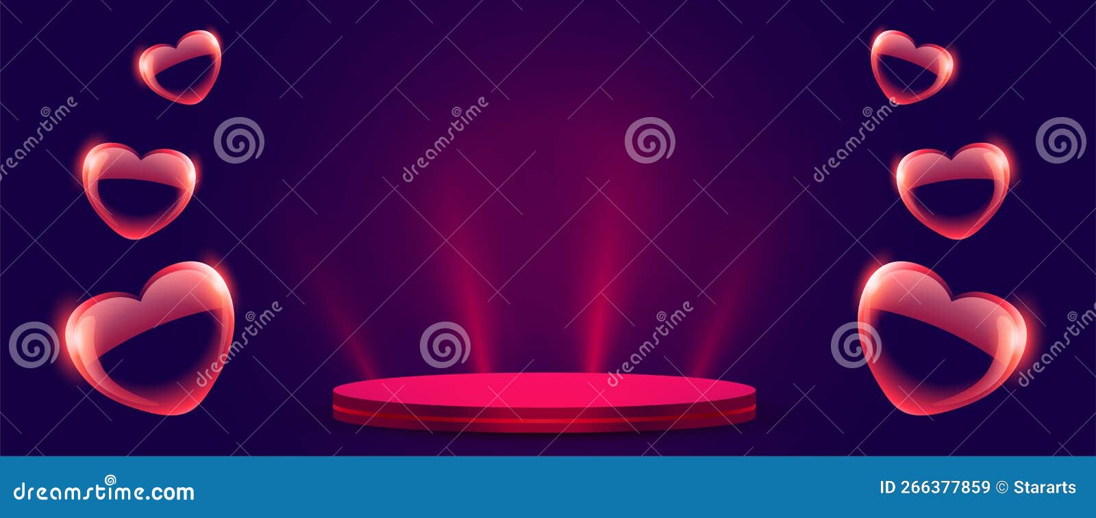 3d Podium Platform Banner with Floating Bubble Hearts Stock Vector ...
