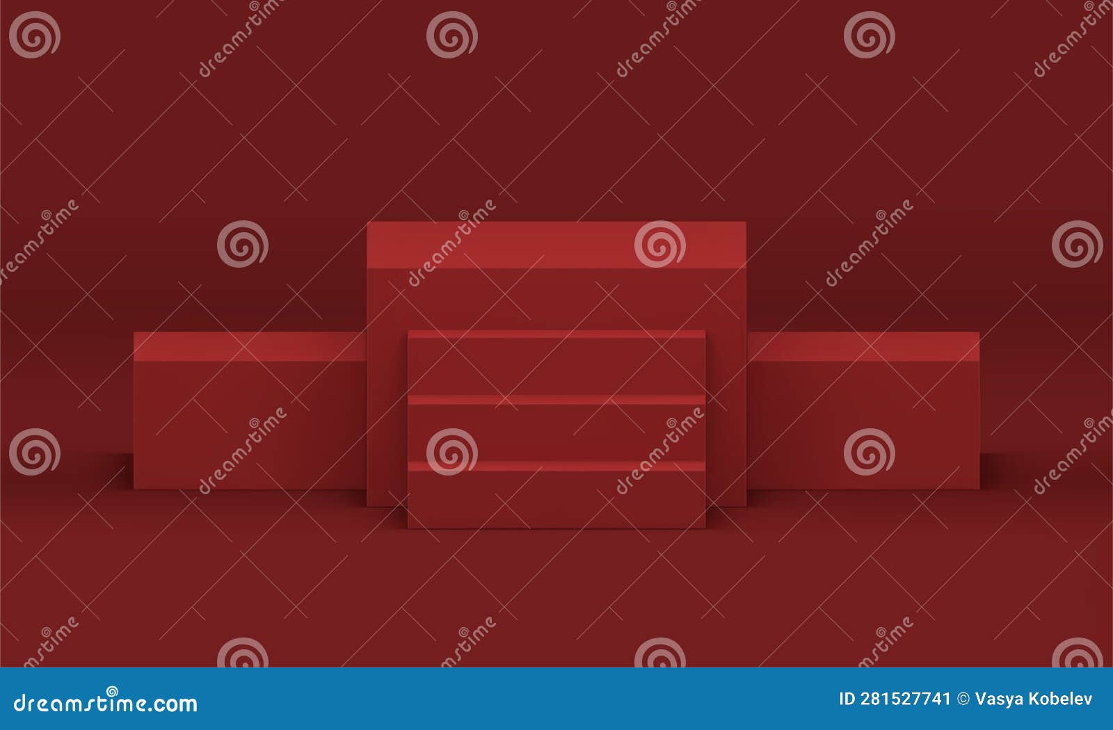 3d Podium Red Three Cubes Basic Construction Competition Win ...