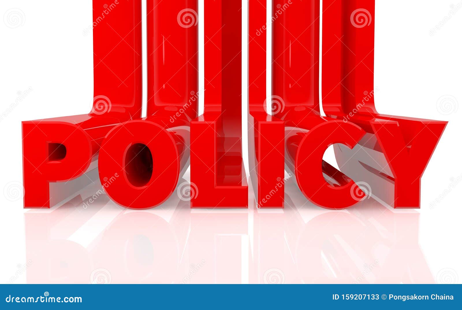 3D POLICY Word on White Background 3D Rendering Stock Illustration ...