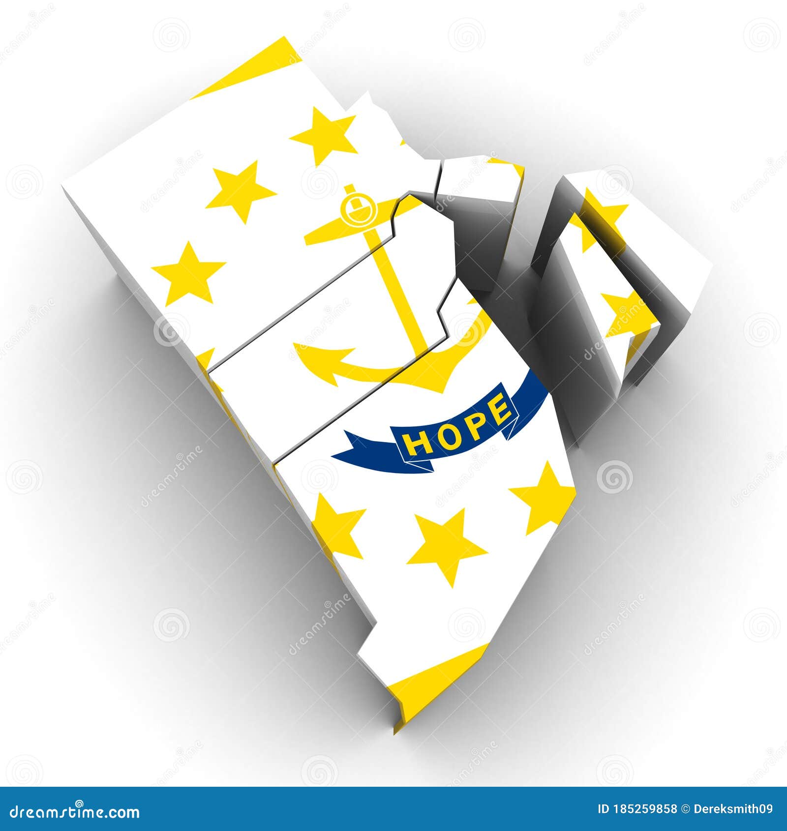 3d Political Map of Rhode Island Stock Illustration - Illustration of ...